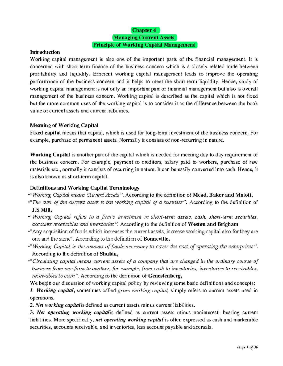 Chapter 4 Managing Current Assets - Chapter 4 Managing Current Assets ...