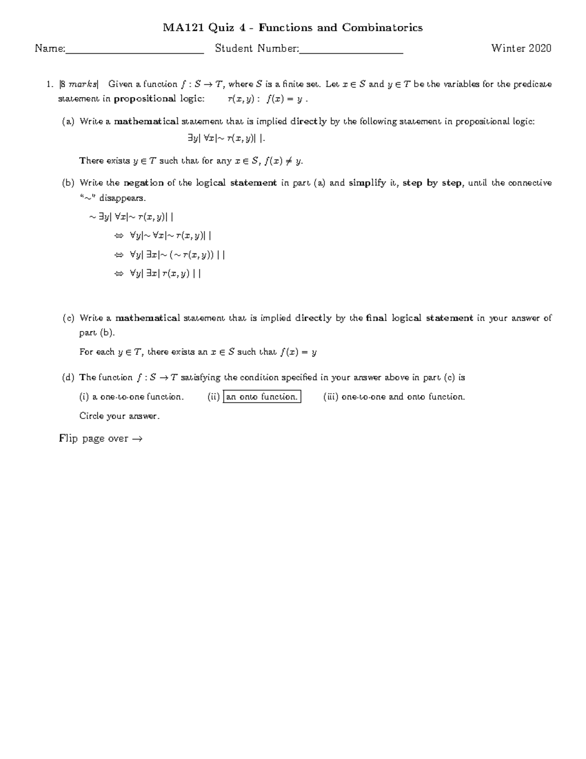 Lab 4 - Lab - MA121 Quiz 4 - Functions and Combinatorics Name: Student ...