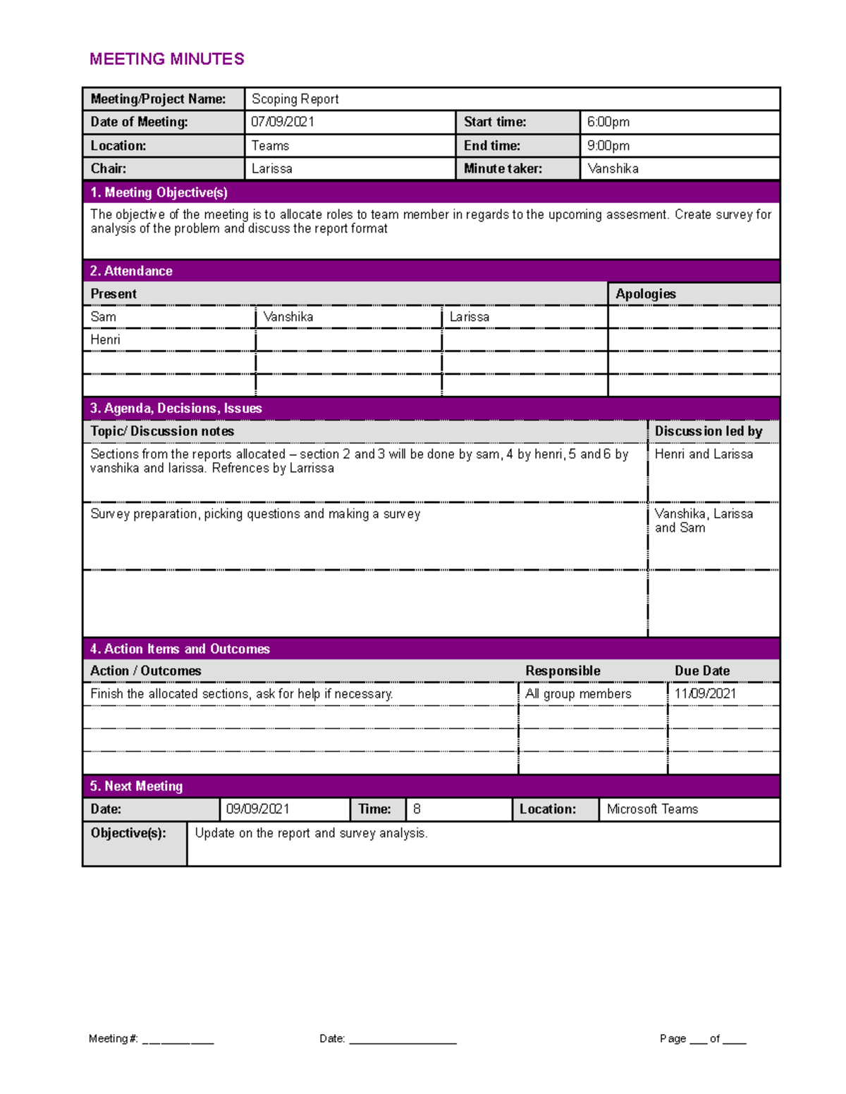 Meeting Minutes Template V2 - MEETING MINUTES Meeting/Project Name ...