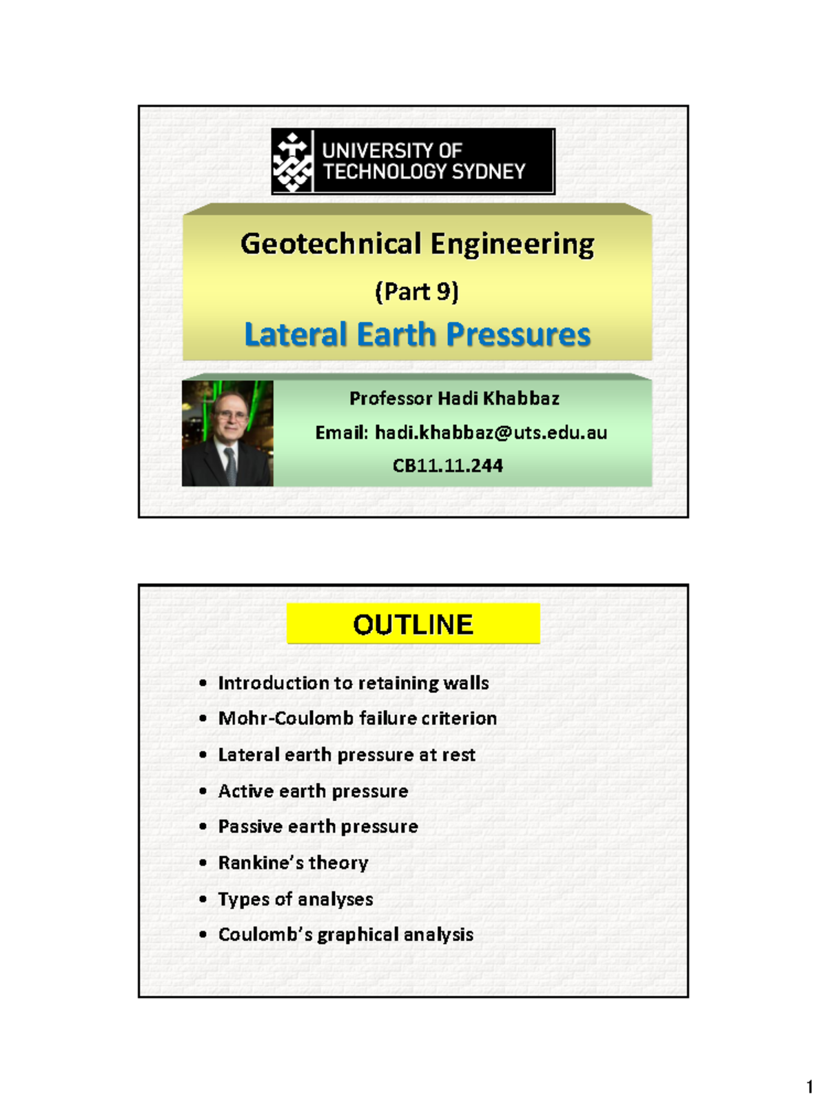 9-Earth pressure-22s - Lecture notes on Earth Pressures Week 7 ...