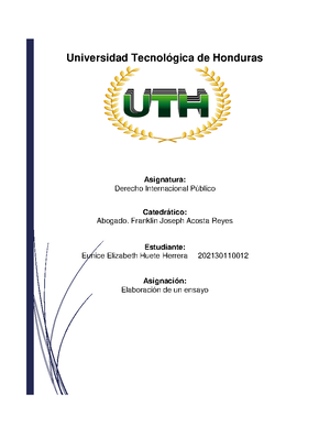 Informe DE OIM - UNIVERSIDAD TECNOLÓGICA DE HONDURAS ASIGNATURA DERECHO ...