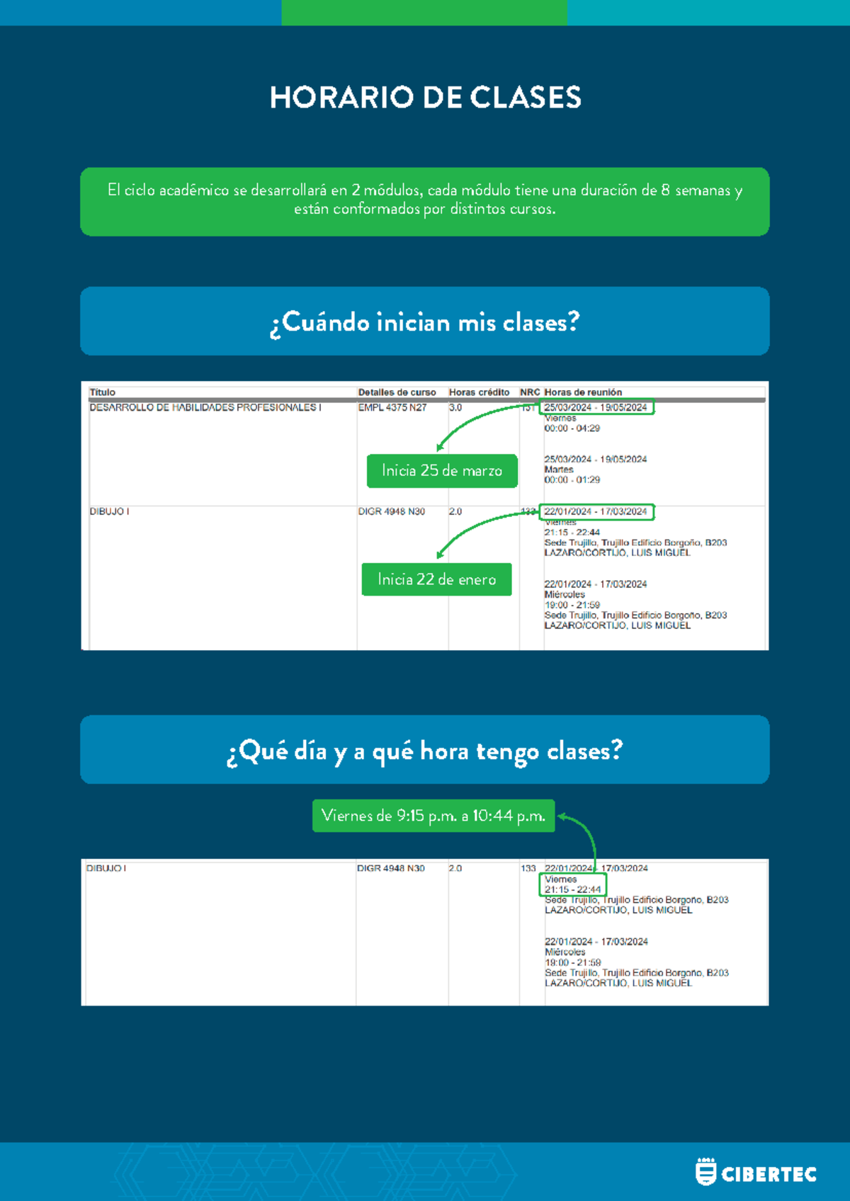 6. Como entender mi horario de clases - redaccion - ¿Cuándo inician mis ...