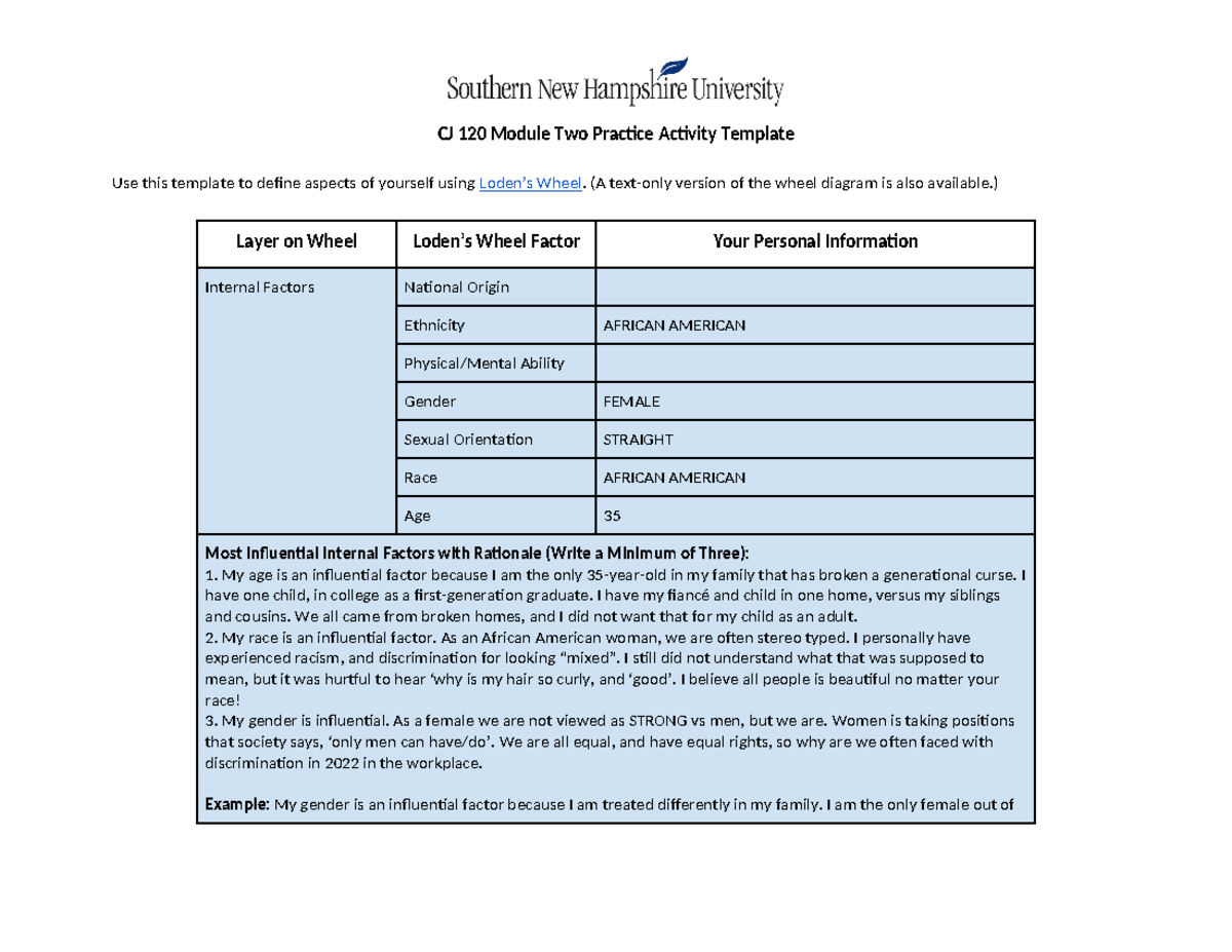 CJ 120 Module Two Practice Activity Template - (A text-only version of ...