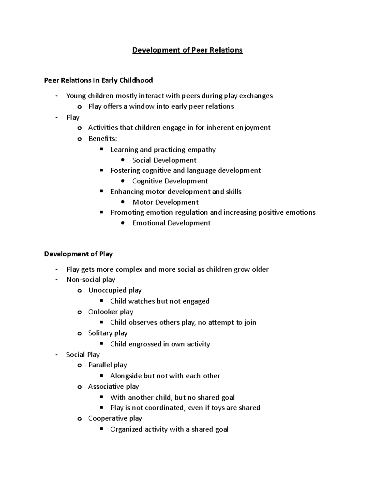 Development of Peer Relations Pt 1 - Development of Peer Relations Peer ...