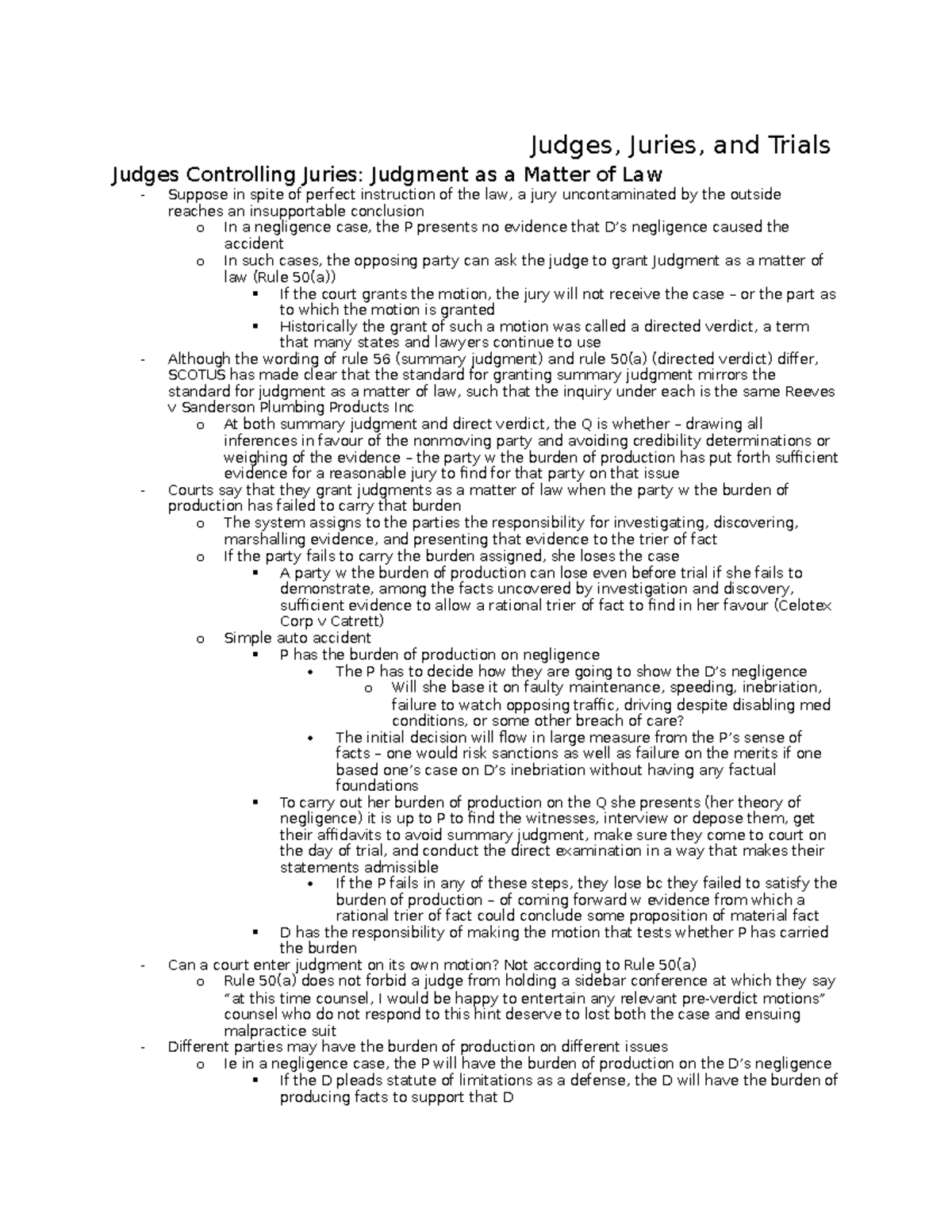 Judges Lecture Notes - Judges, Juries, and Trials Judges Controlling ...