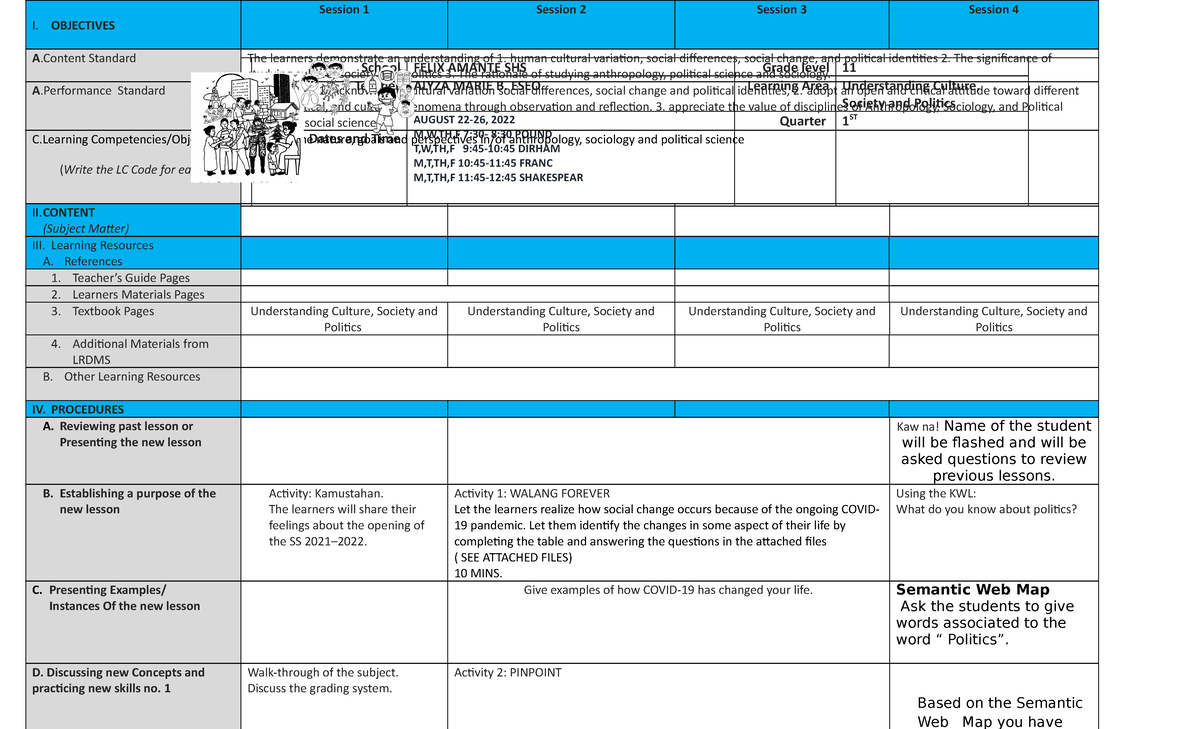 DLL UCSP August 22-26 - dll - Department of Education Division of San ...