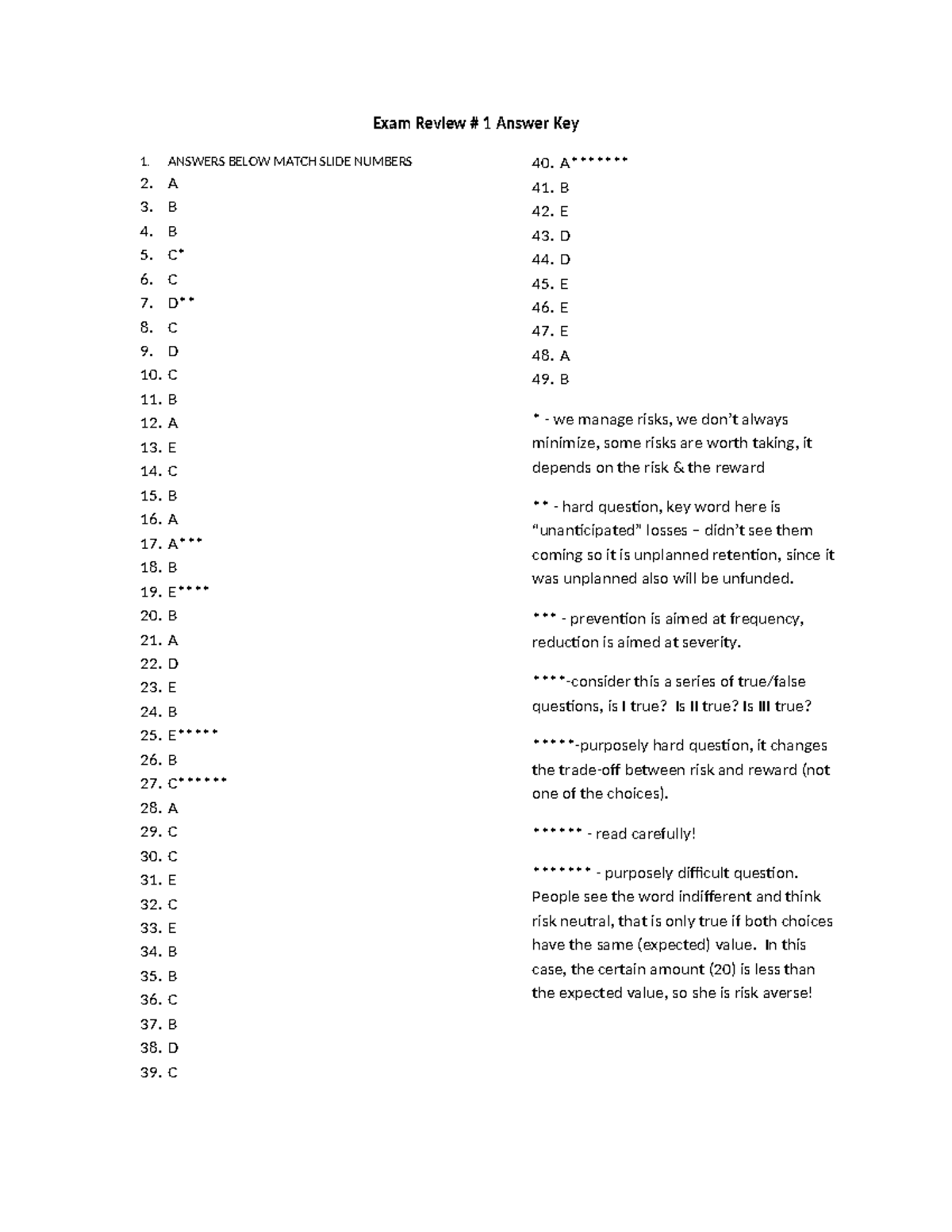 Exam Review #1 Answer Key modules 1-5 - Exam Review # 1 Answer Key 1 ...