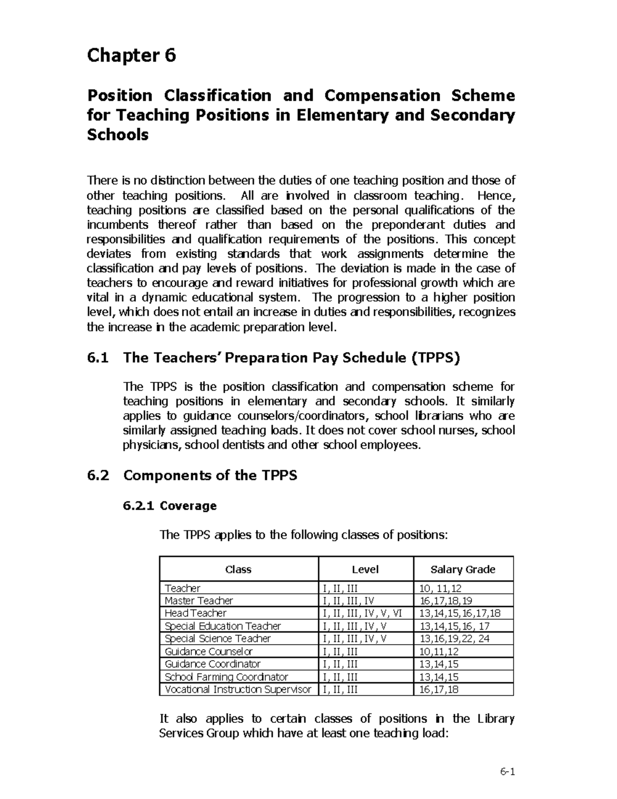 Manual on PCC Chapter 6 - Chapter 6 Position Classification and ...