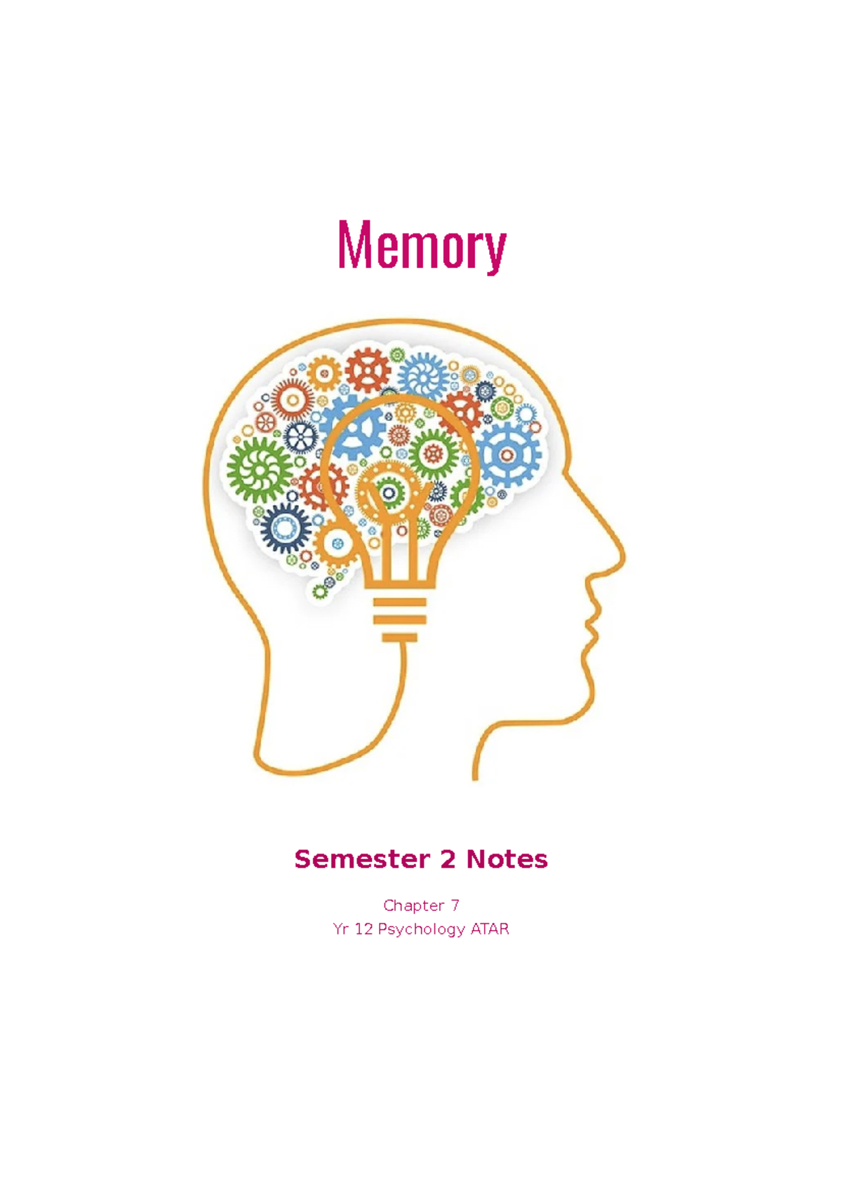 2. Memory - Memory Semester 2 Notes Chapter 7 Yr 12 Psychology ATAR ...