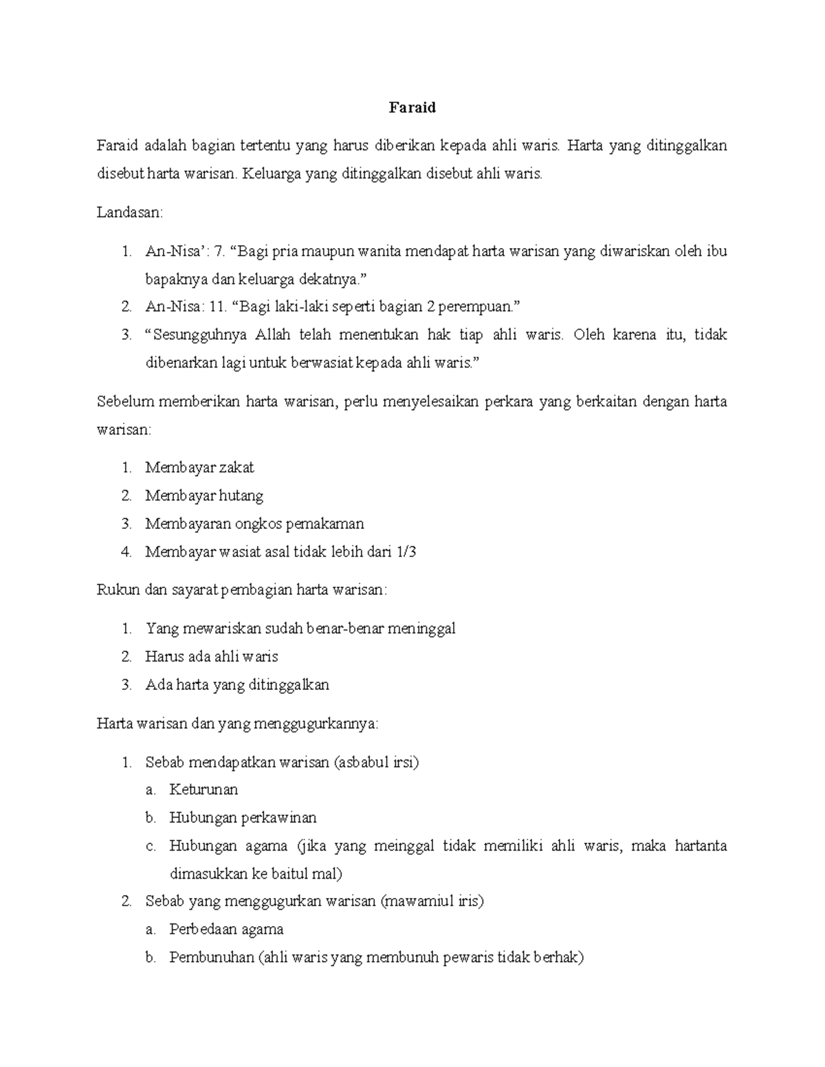 Faraid - Faraid Faraid adalah bagian tertentu yang harus diberikan ...