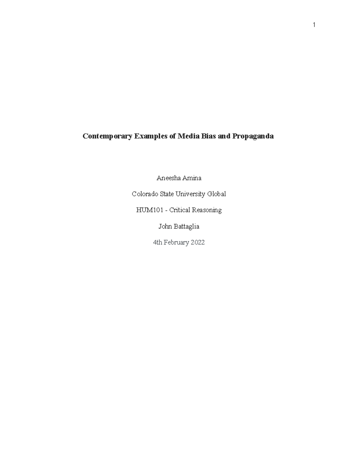 Contemporary Examples of Media Bias and Propaganda: - The media has a ...