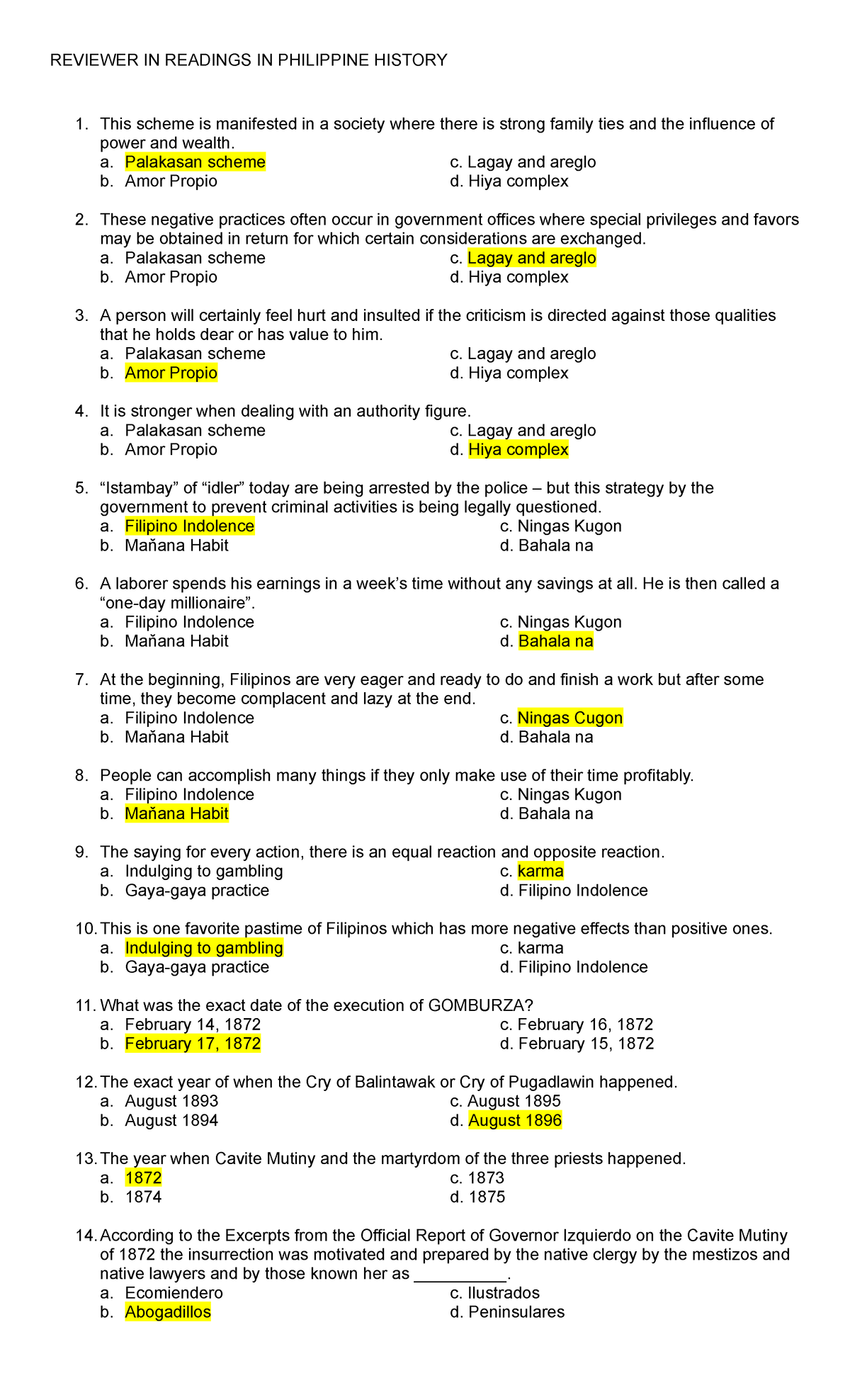 Reviewer IN Readings IN Philippine History - REVIEWER IN READINGS IN ...