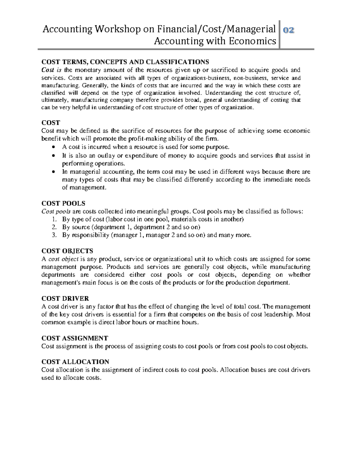 02 Cost Concepts And Intro To CVP Analysis Accounting With Economics