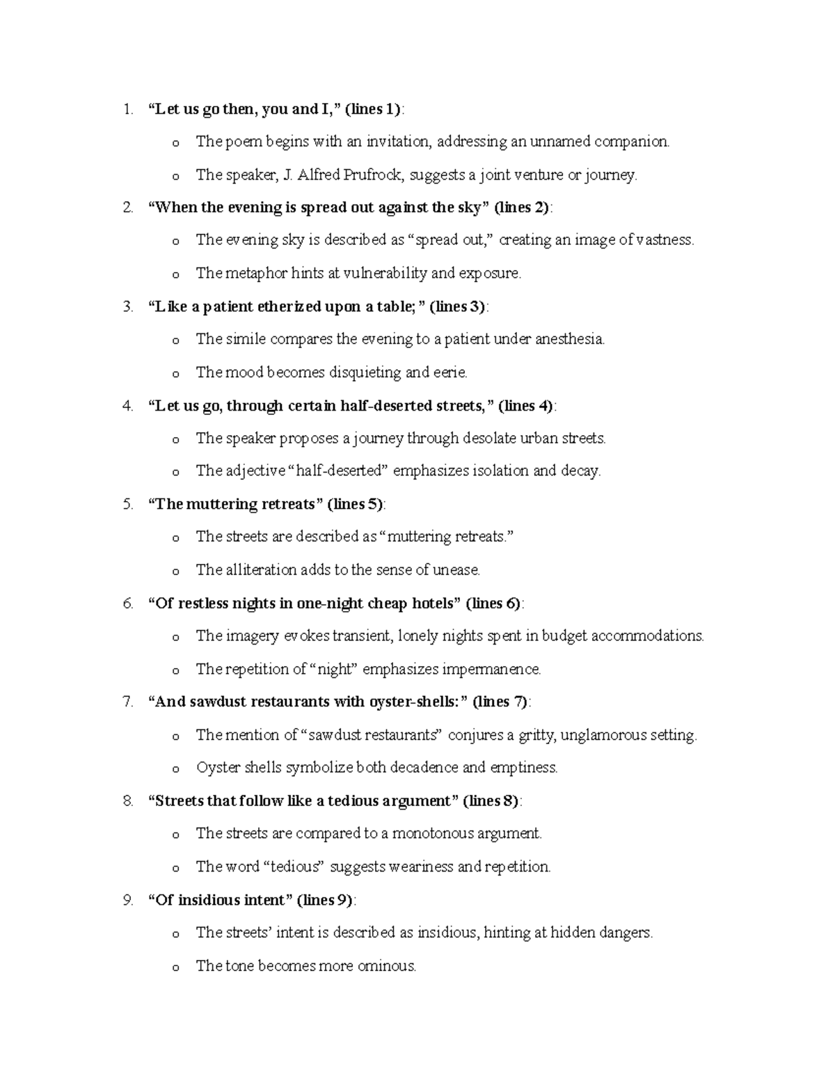 ELL Poetry - A detailed anlysis of the poem "The Love Song of J. Alfred ...