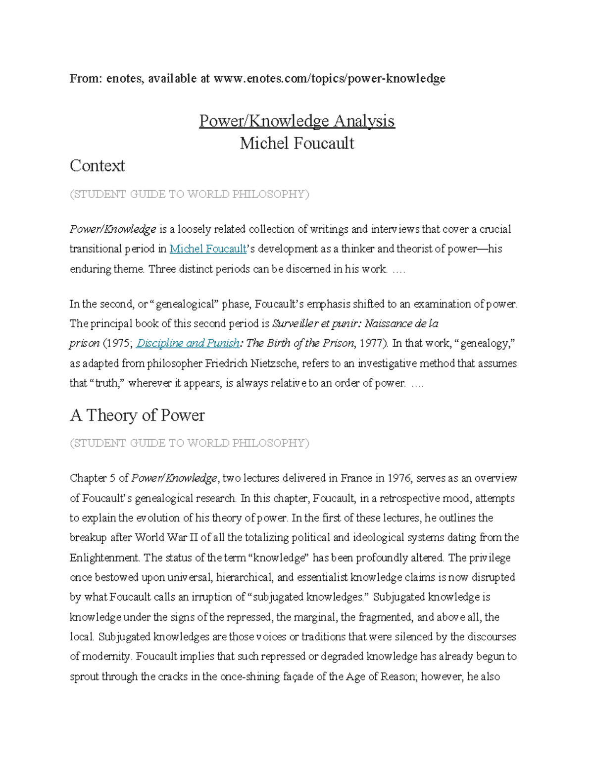 Ehrenreich, Nancy Jurisprudence Foucault Summary 1 563 - From: enotes ...