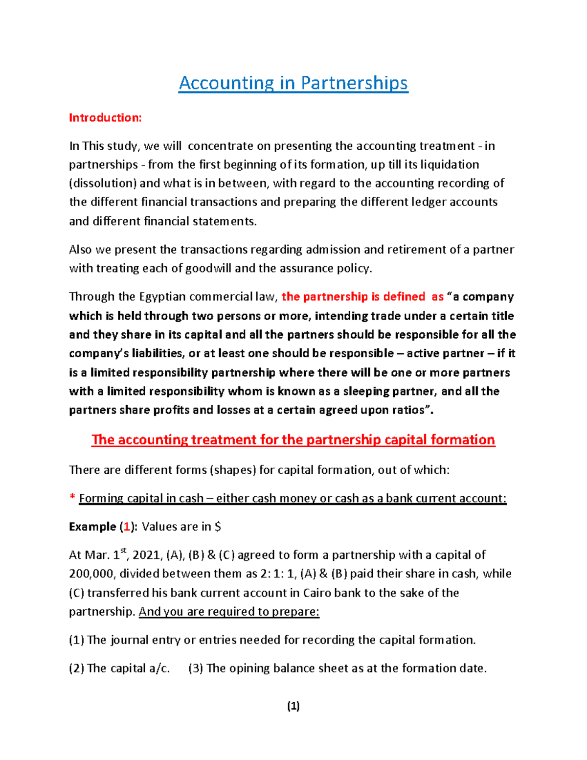 Accounting in Partnerships - The whole syllabus PDF - Accounting in ...