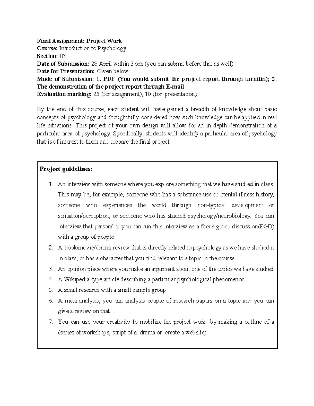 Final Assignment- Project Work - Final Assignment: Project Work Course ...