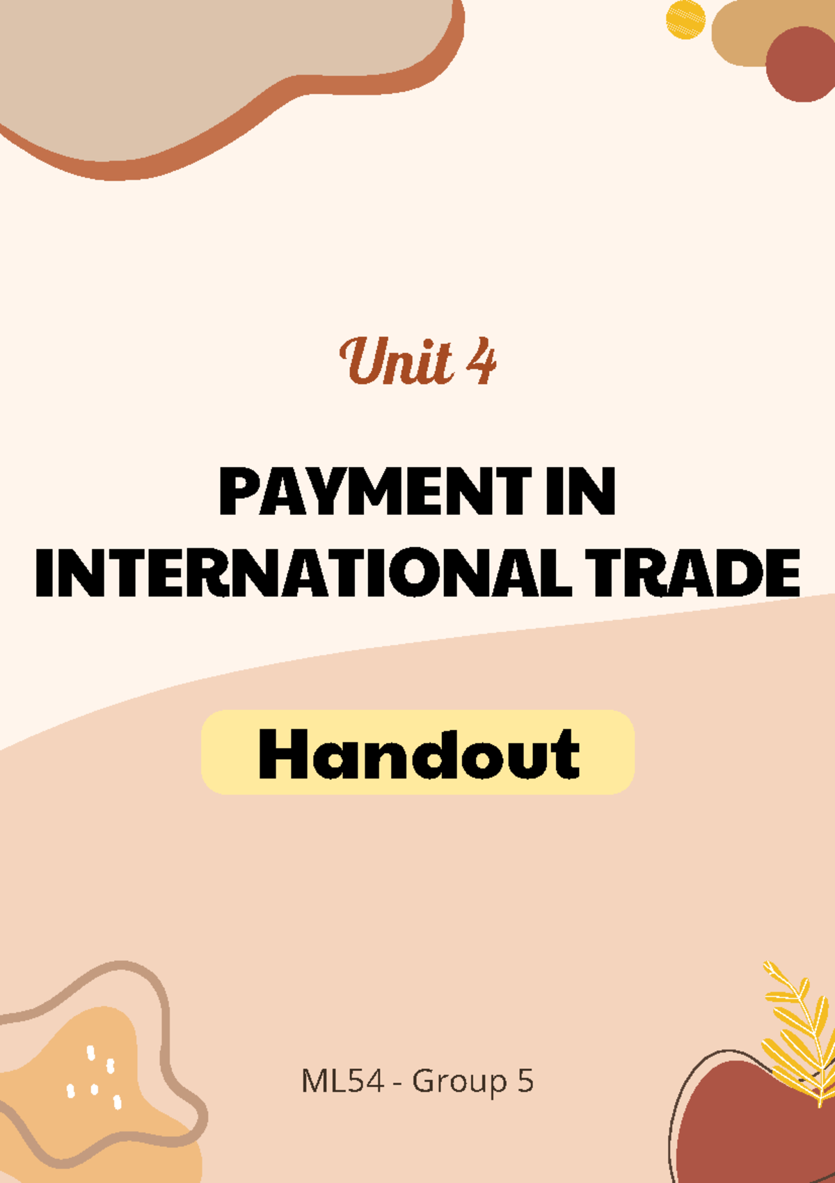 Unit4 vocab - ####### Unit 4 PAYMENT IN INTERNATIONAL TRADE ML54 ...