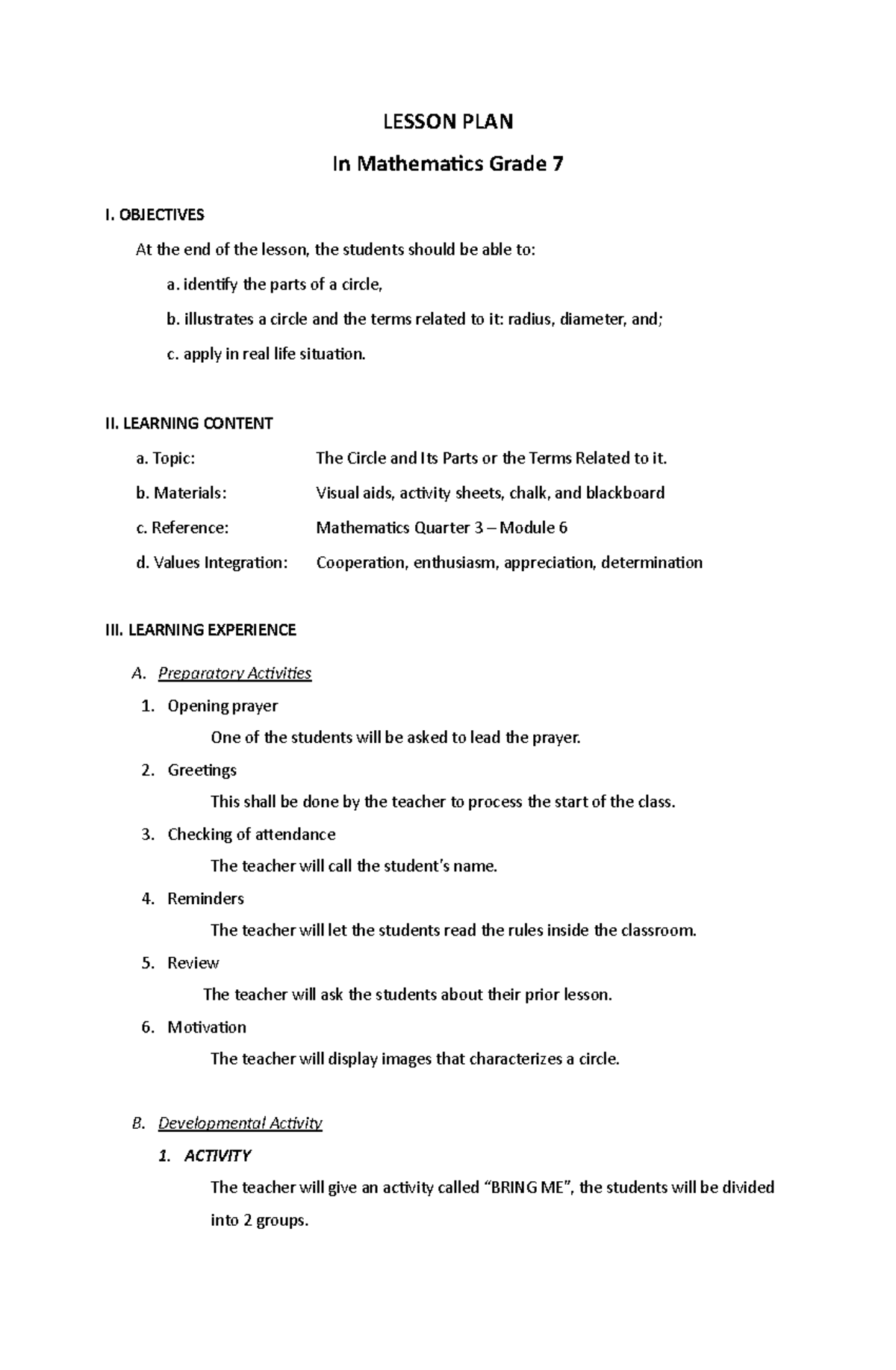 Lesson-Plan-in-MATH(circles) - LESSON PLAN In Mathematics Grade 7 I ...