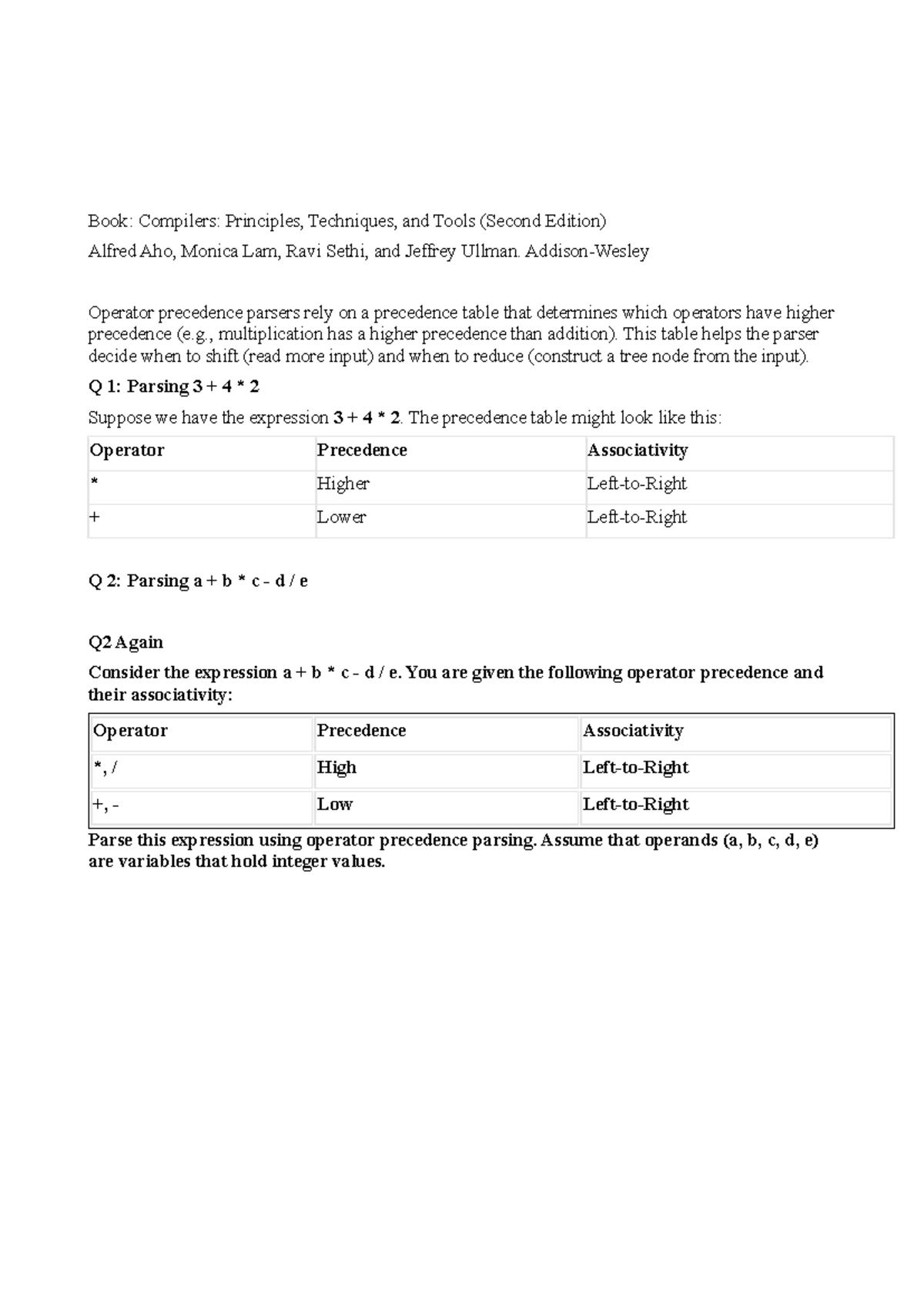 232 Sheet 07 02 - Book: Compilers: Principles, Techniques, and Tools (Second Edition) Alfred Aho ...