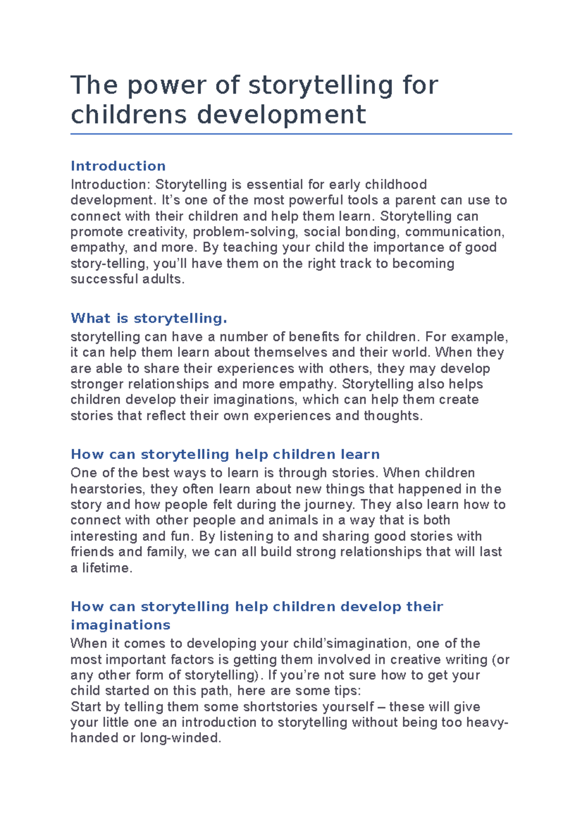 The power of storytelling for childrens development - The power of ...