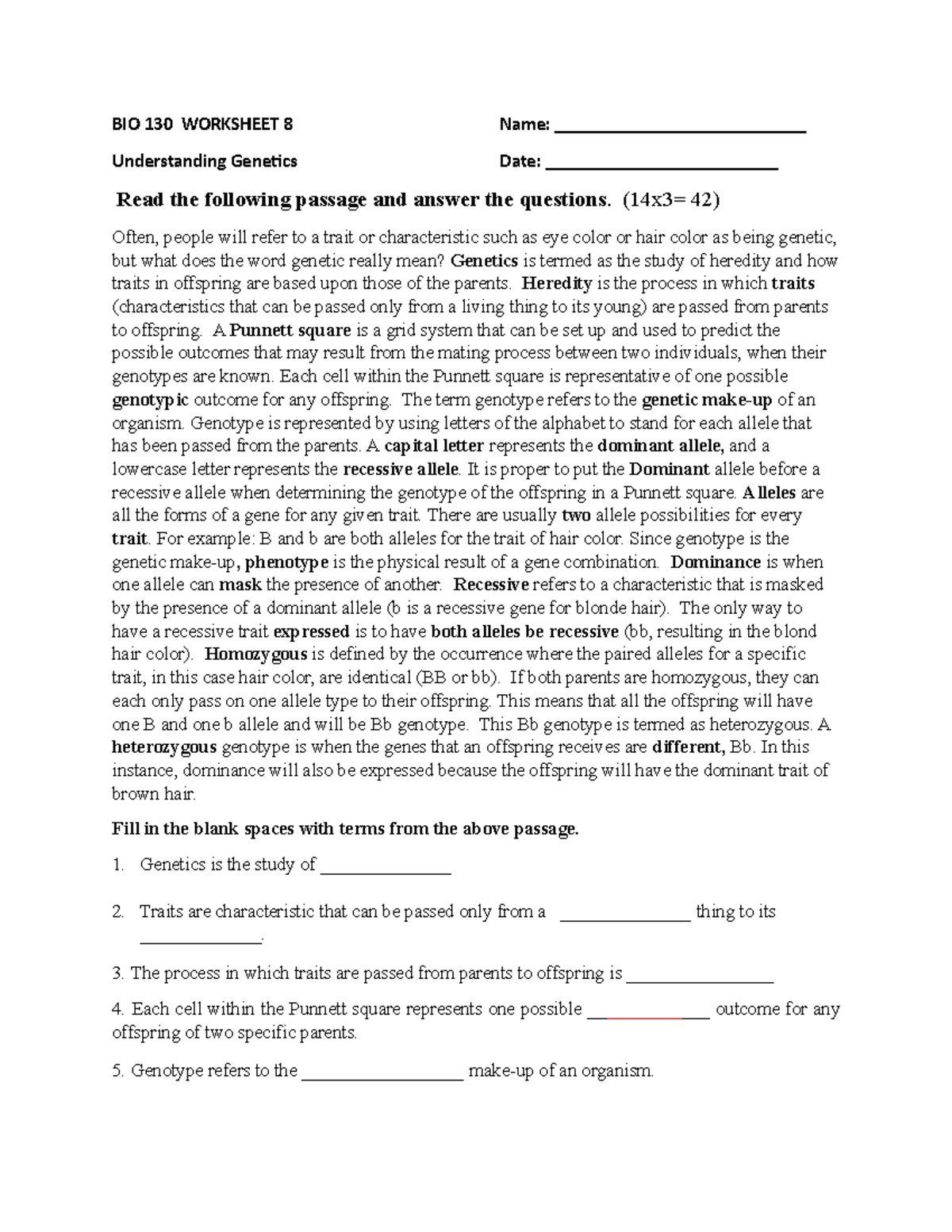 BIO 130 Worksheet 8 2020new - BIO 130 WORKSHEET 8 Name ...