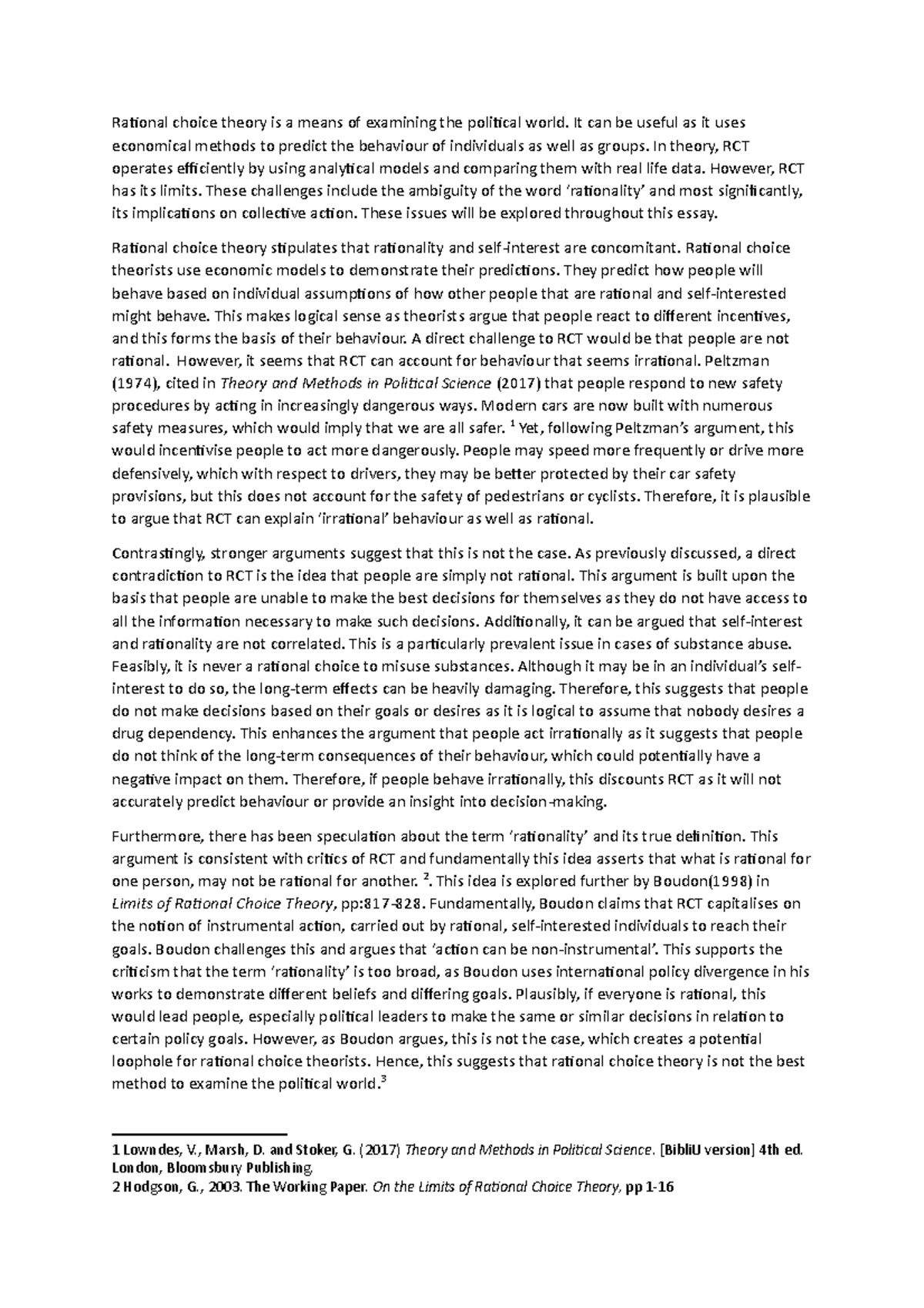 Rational choice theory essay - It can be useful as it uses economical ...