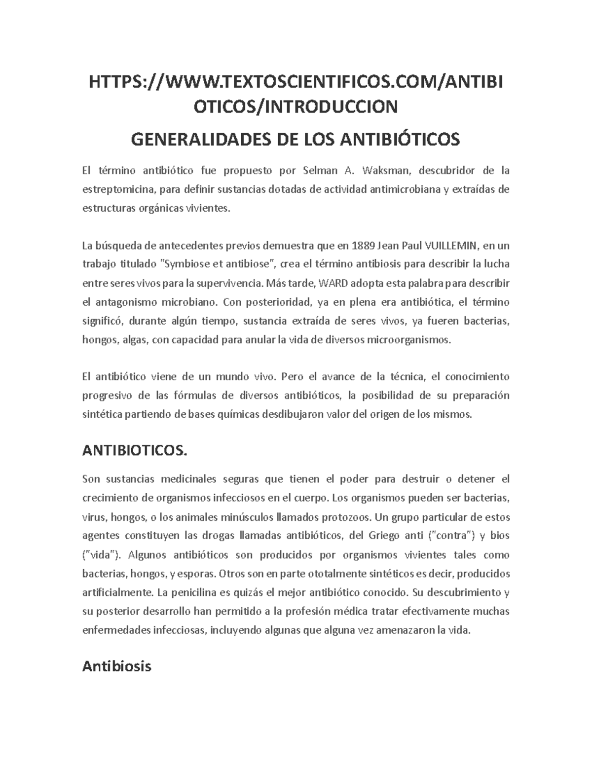 Antibioticos generalidades - HTTPS:WWW.TEXTOSCIENTIFICOS/ANTIBI OTICOS ...