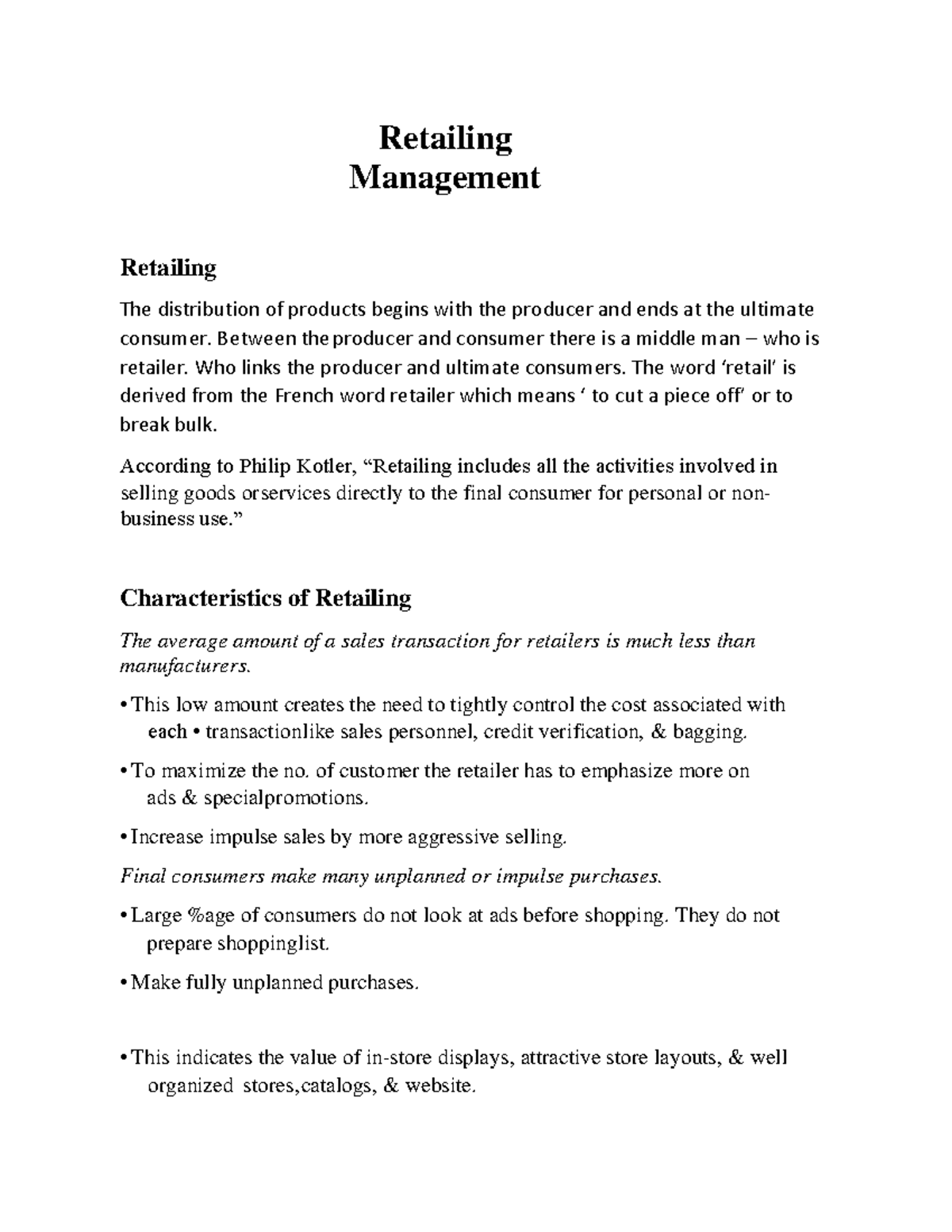 Retailing Management - Retailing Management Retailing The distribution ...