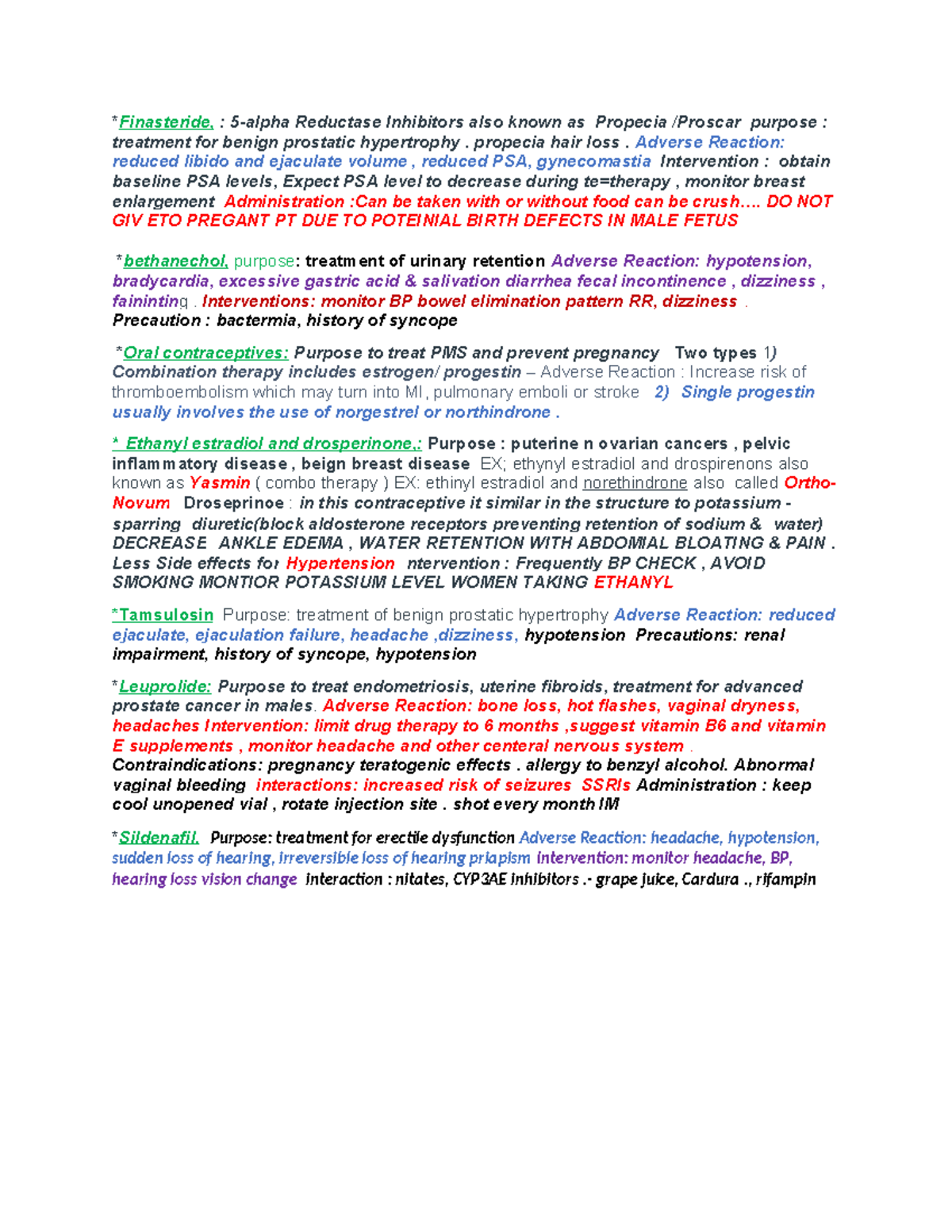 Chapter 20 pharm review - *Finasteride, : 5-alpha Reductase Inhibitors ...