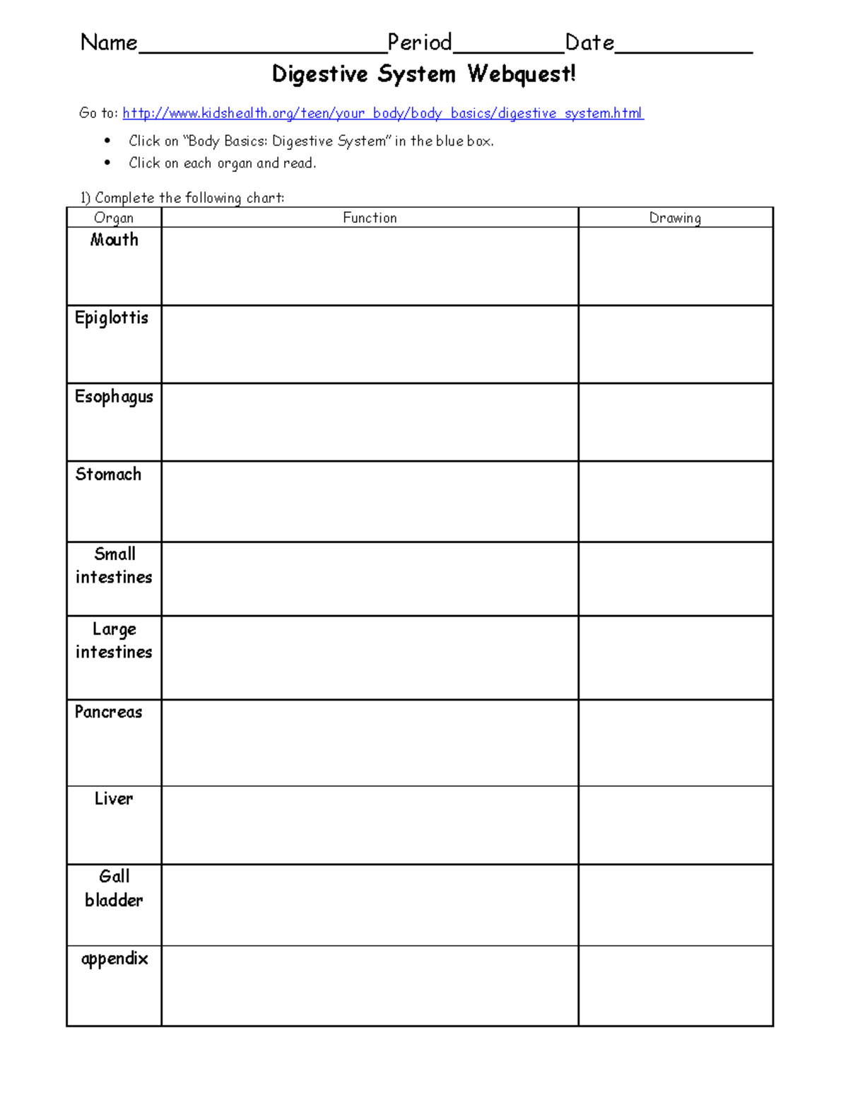 Digestive system webquest - Name__________________Period________Date ...
