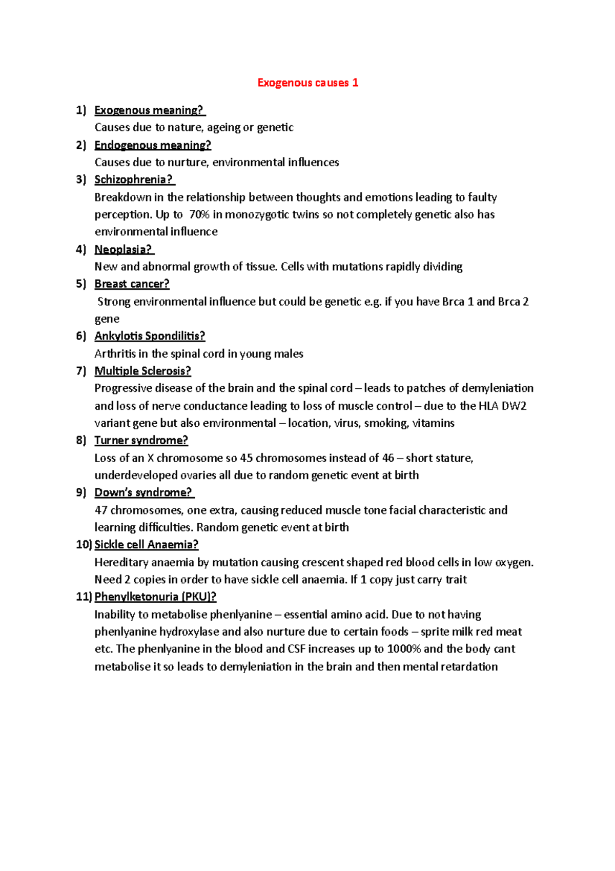 Endogenous injury questions - Exogenous causes 1 1) Exogenous meaning ...