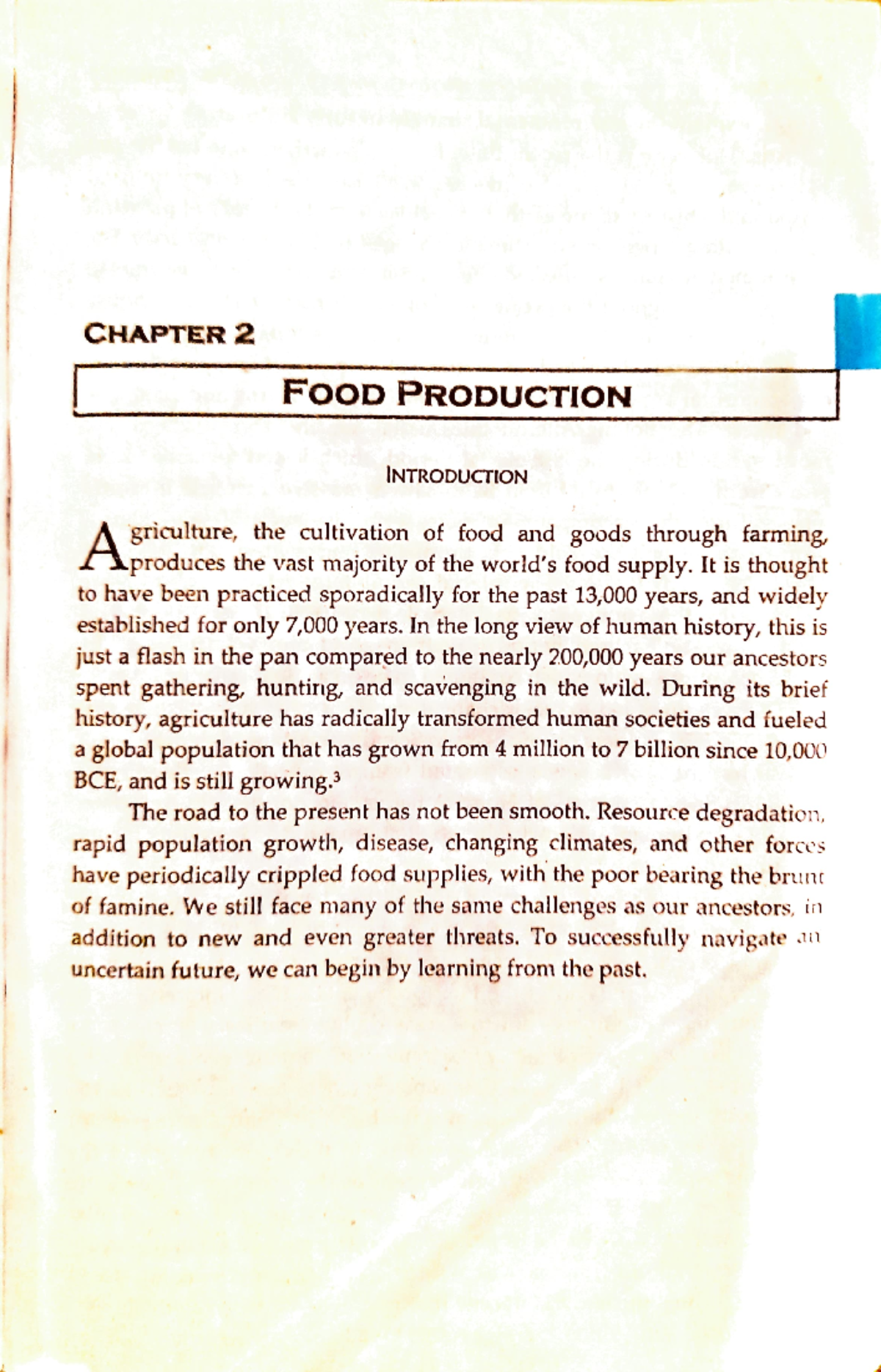 UNIT 2 - I ' CHAPTER FOOD PRODUCTION INTRODUCTION A ·gricultu re, the ...