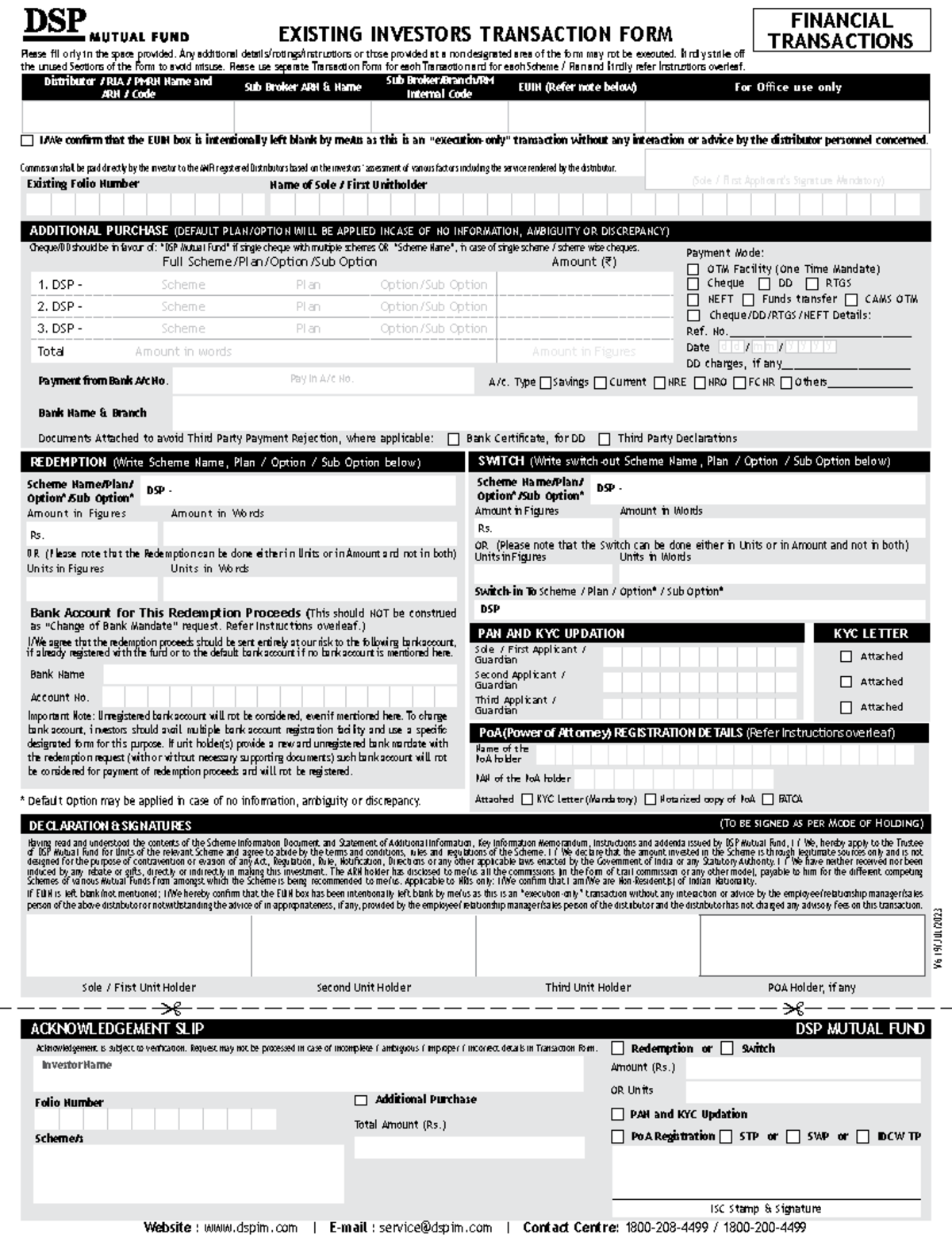Common transaction form financial - Please fill only in the space ...