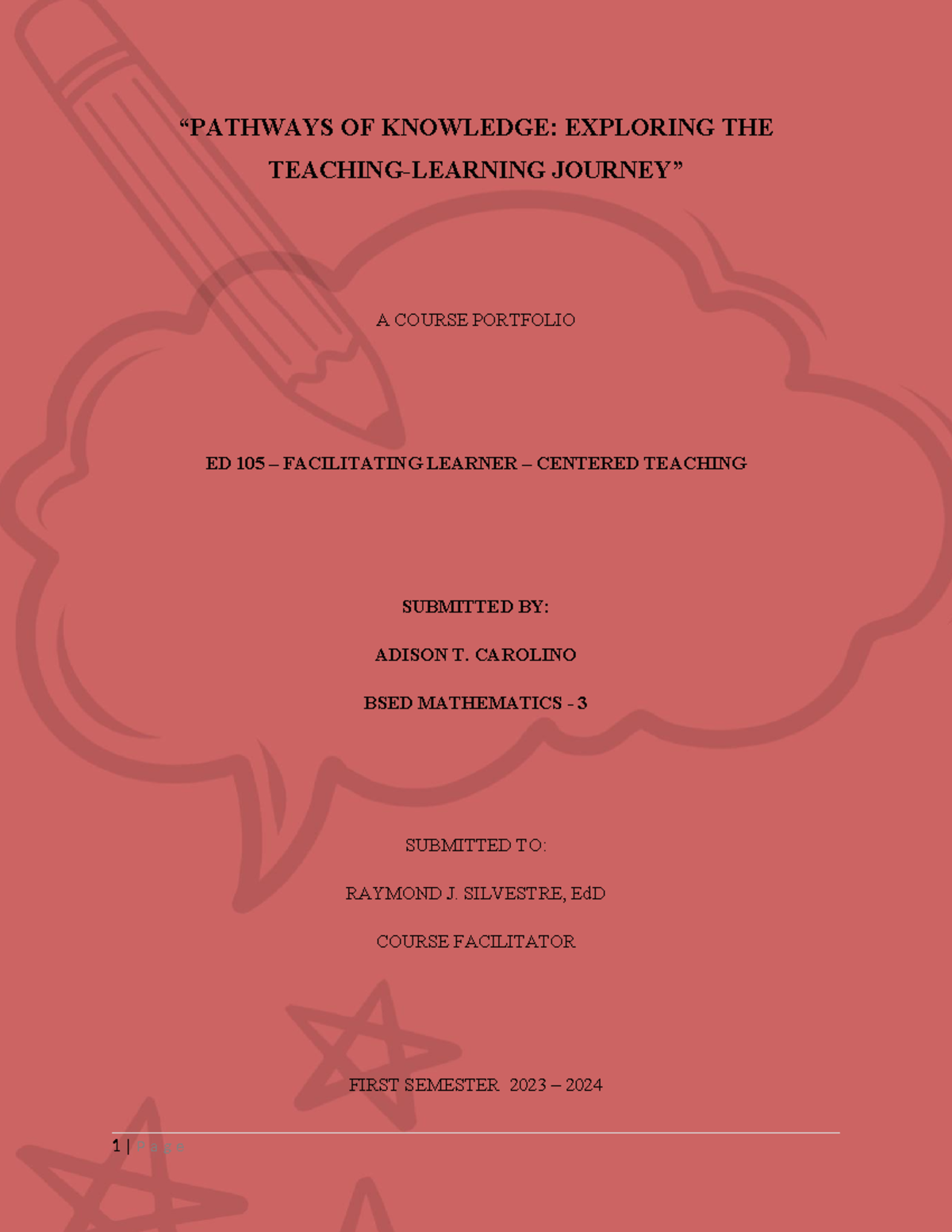 Portfolio XD - Mathematics for General Education - “PATHWAYS OF ...