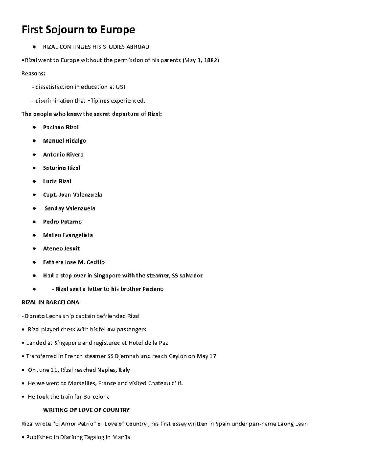 Rizal-Midterm - iihhh - First Sojourn to Europe RIZAL CONTINUES HIS ...