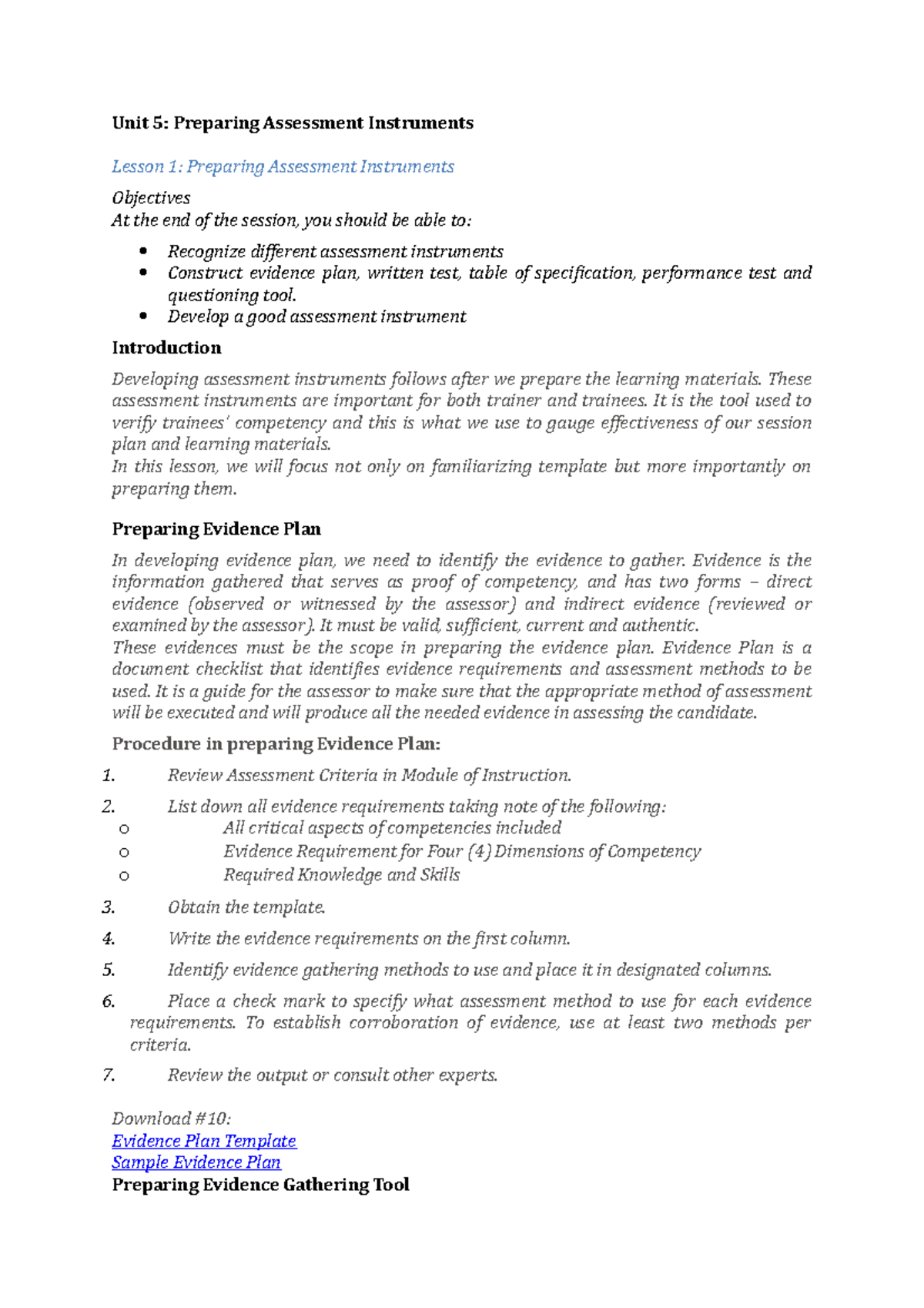 Unit-5 - wow - Unit 5: Preparing Assessment Instruments Lesson 1 ...