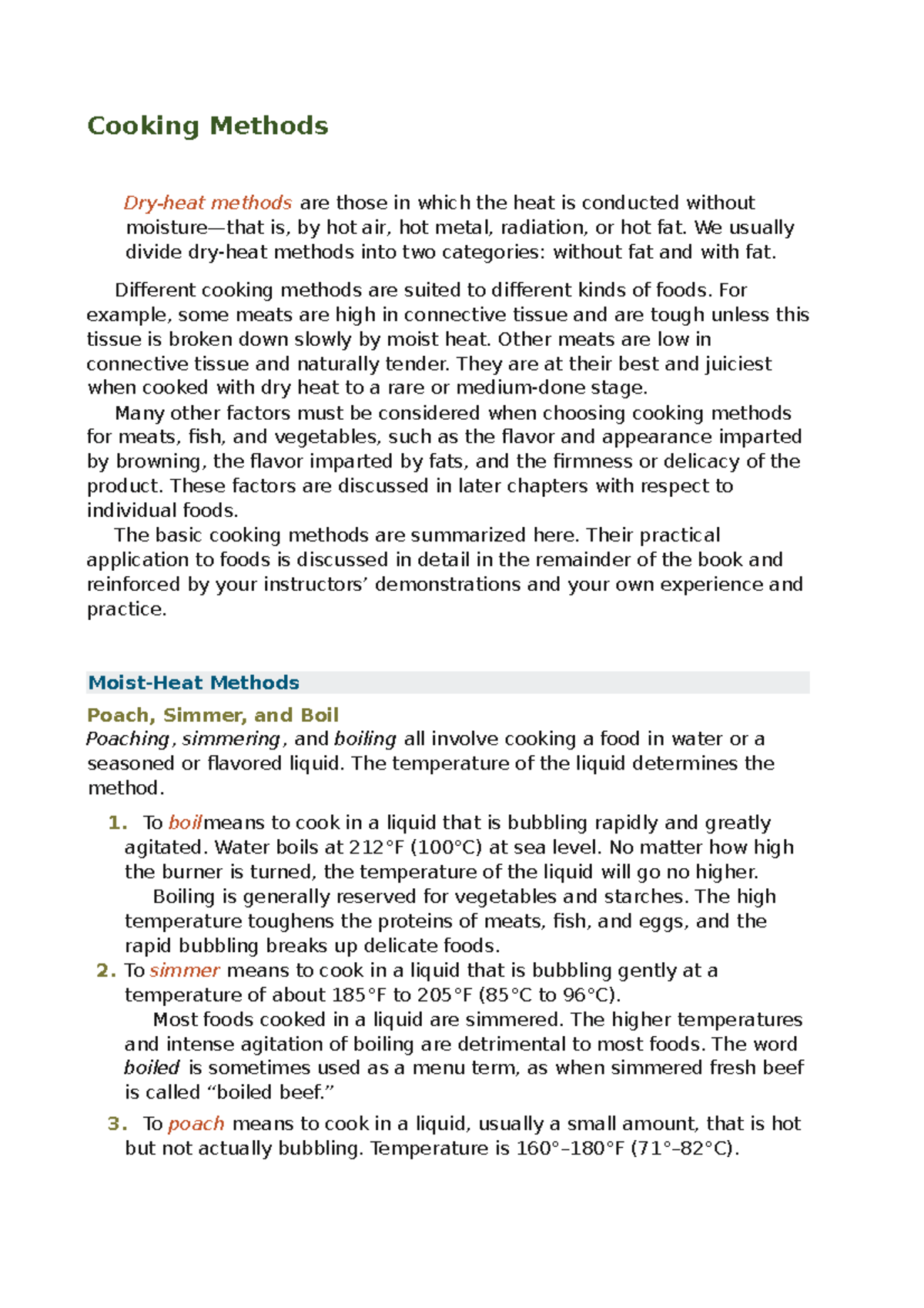 Cooking Methods - Cooking Methods Dry-heat methods are those in which ...