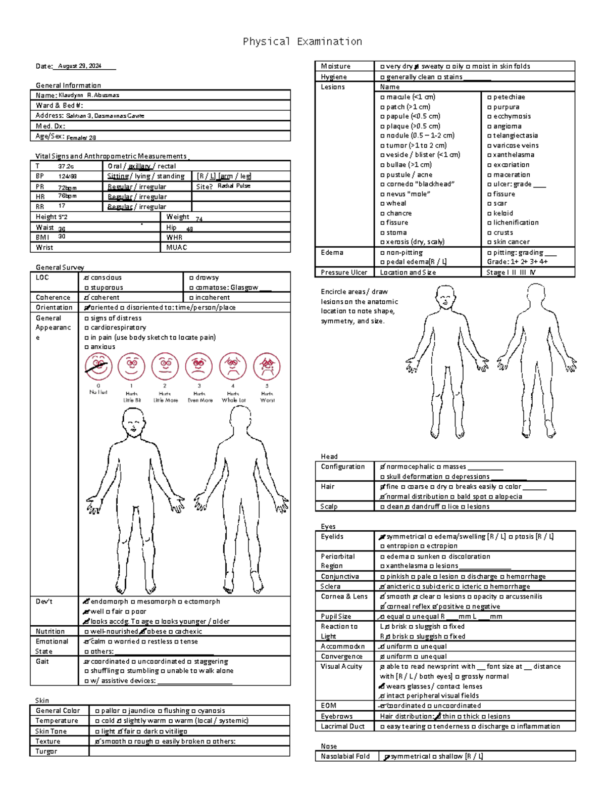 PE-form - Physical examination - Date:________________ General ...