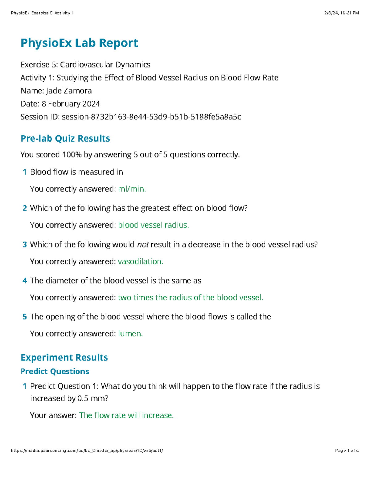 Physio Ex Exercise 5 Activity 1 - PhysioEx Lab Report Exercise 5 ...