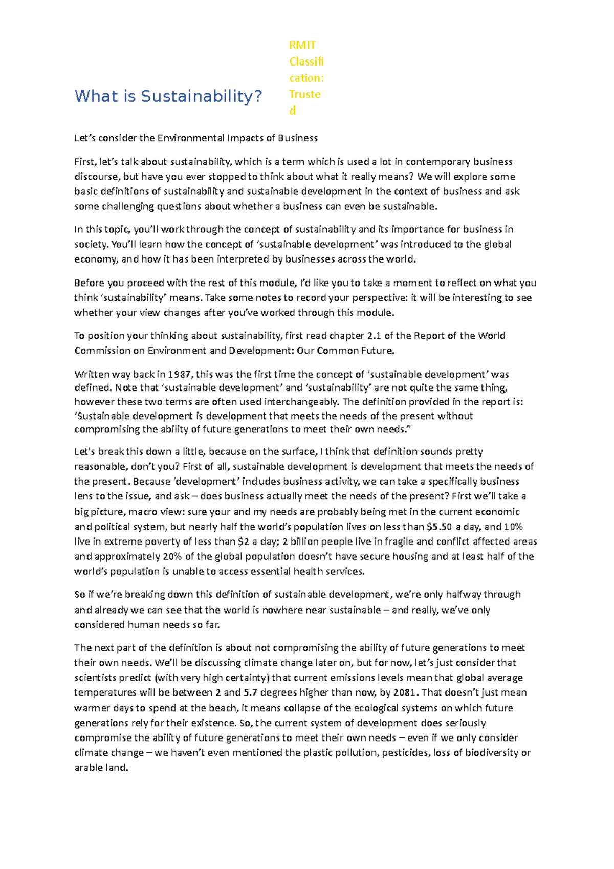 What is Sustainability Transcript - What is Sustainability? Let’s ...