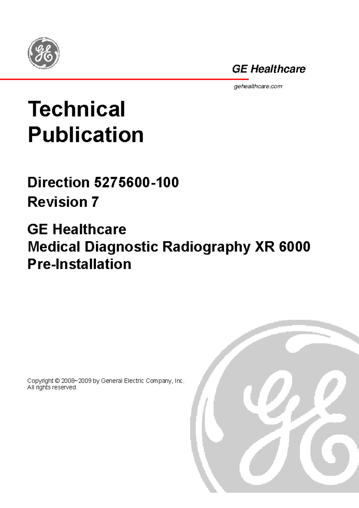 XR600 MPI - 5275600-100 - Technical Publication gehealthcare GE ...