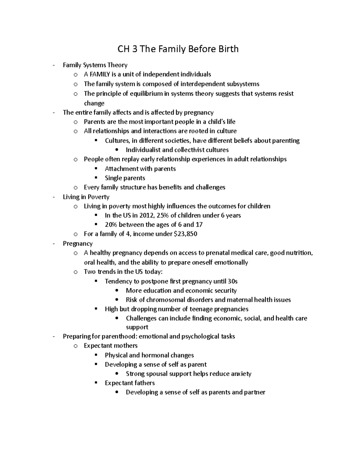 CH 3 The Family Before Birth - CH 3 The Family Before Birth Family ...