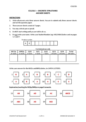 Cs1231s-cheatsheet - cheatsheet - CS1231 - NUS - Studocu