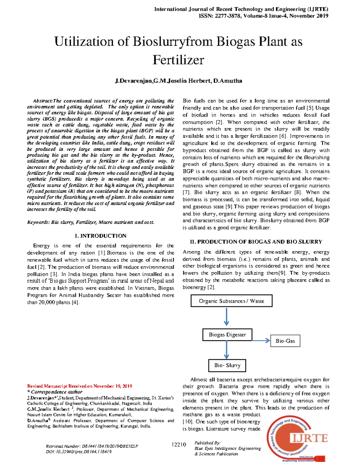 Utilization of Bioslurryfrom Biogas Plant as fertilzer - International ...
