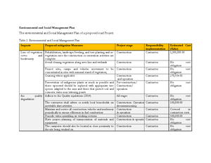 Environmental Monitoring Plan - Table 1: Environmental Monitoring Plan ...
