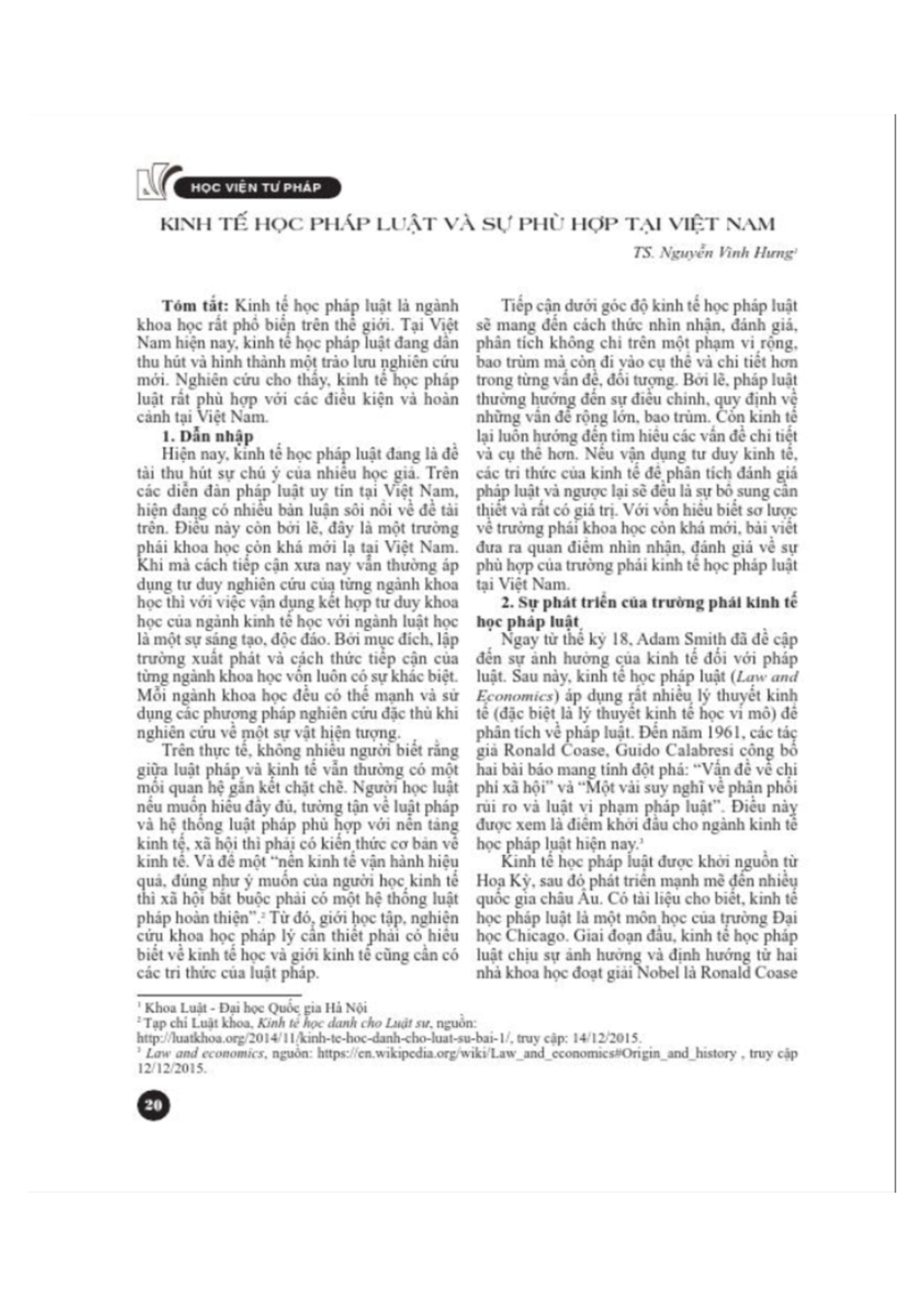 Kinh te hoc phap luat va su phu hop tai VN - Luật kinh doanh - Studocu
