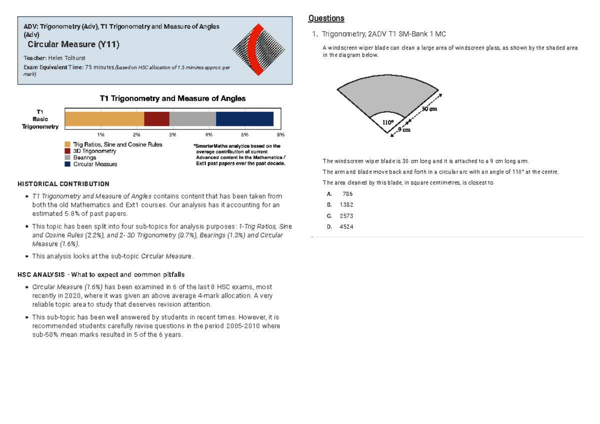 Circular Measures - Math Revision for Year 11 Maths Adv; Topic Specific ...