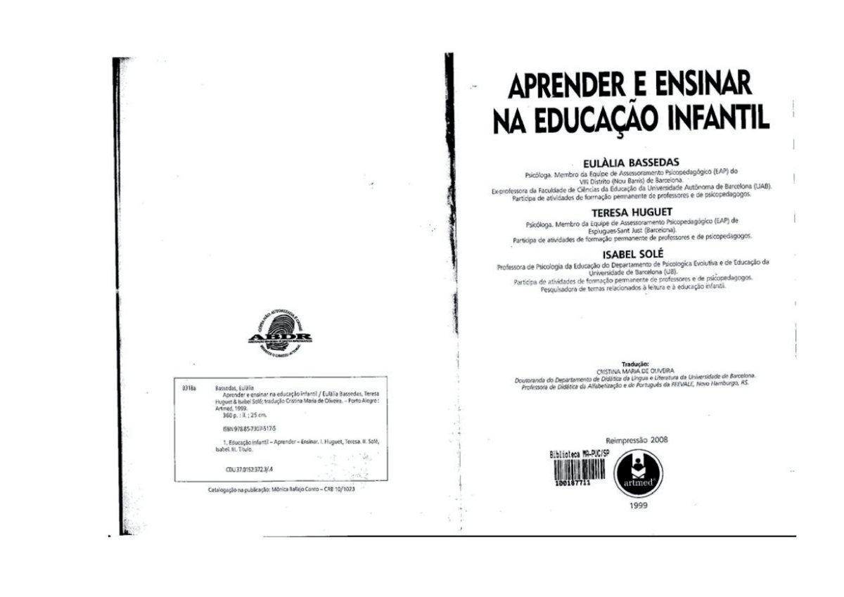 Aprender E Ensinar NA Educação Infantil - Literatura Infantil - Studocu