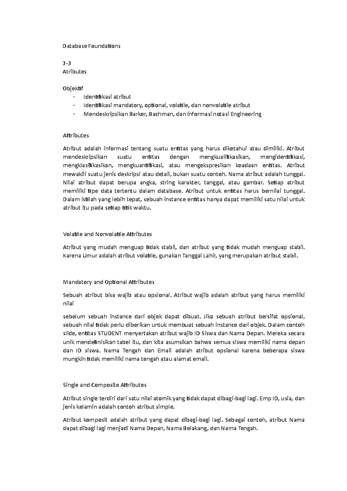 Oracle Academy DB catatan 3-4 - Database Foundations 3- Atributes ...